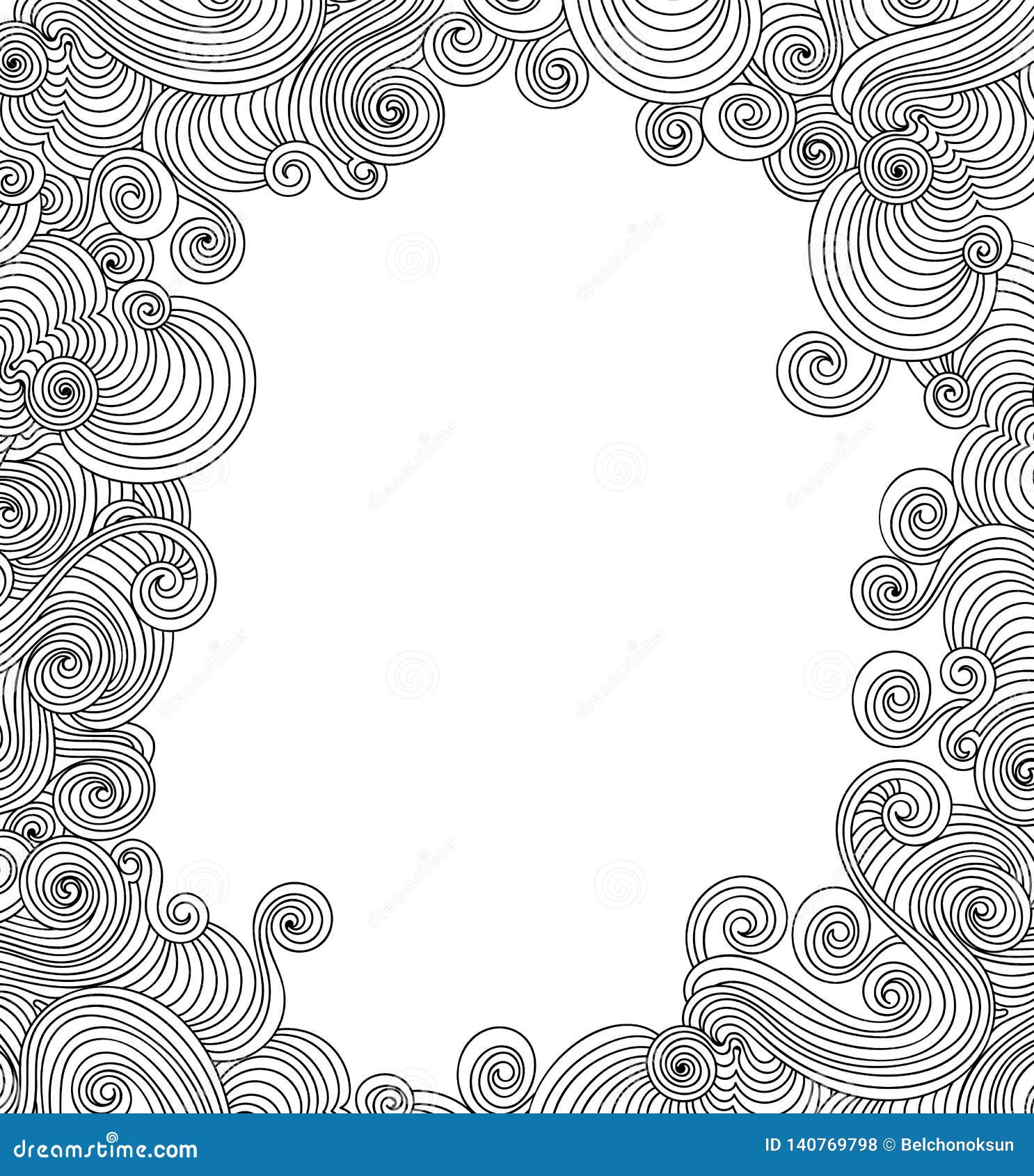 Beautiful Abstract Vector Frame with Handwritten Curling Lines Stock ...