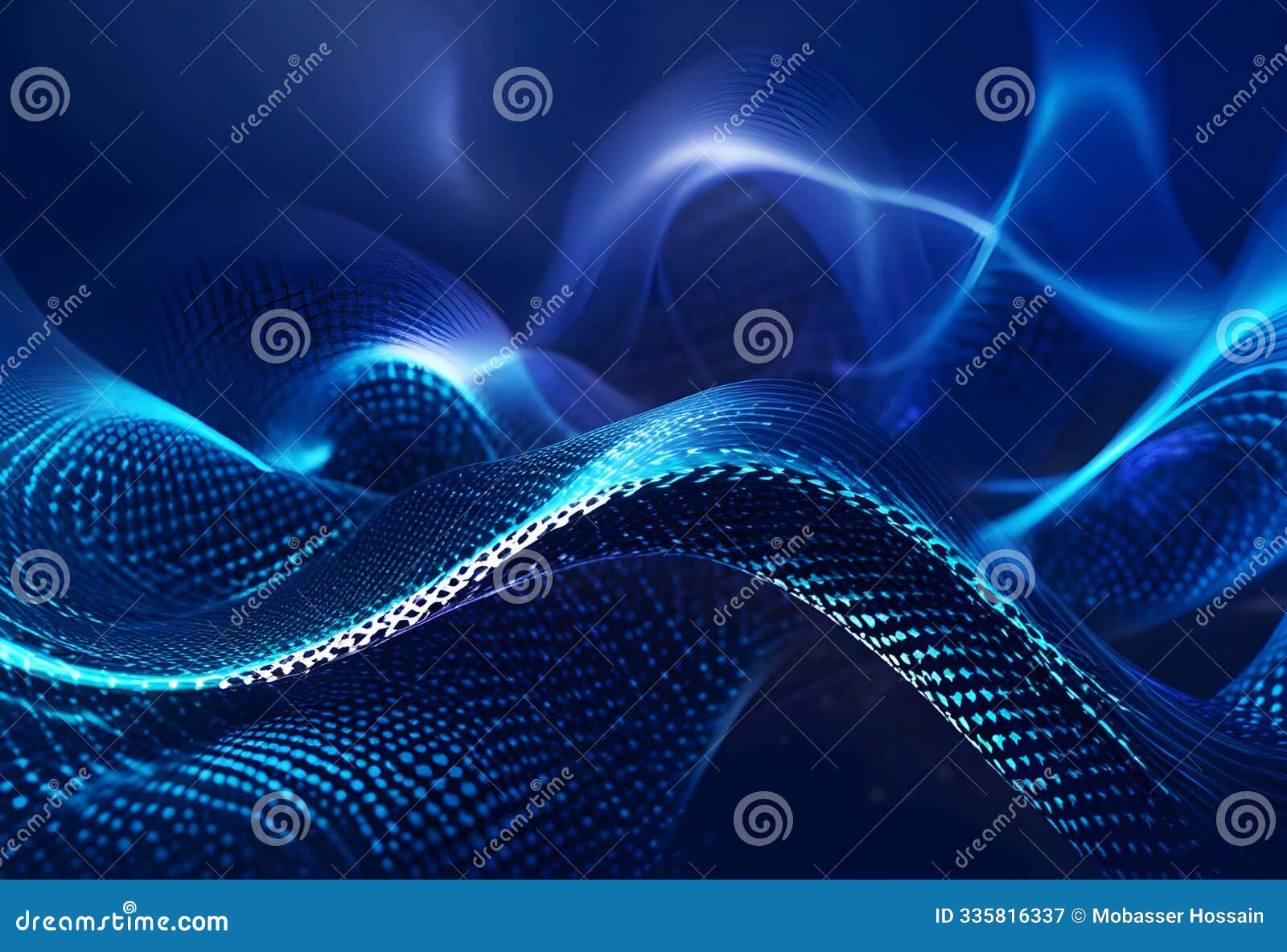 Beautiful Abstract Wave Technology Background with Blue Light Digital ...