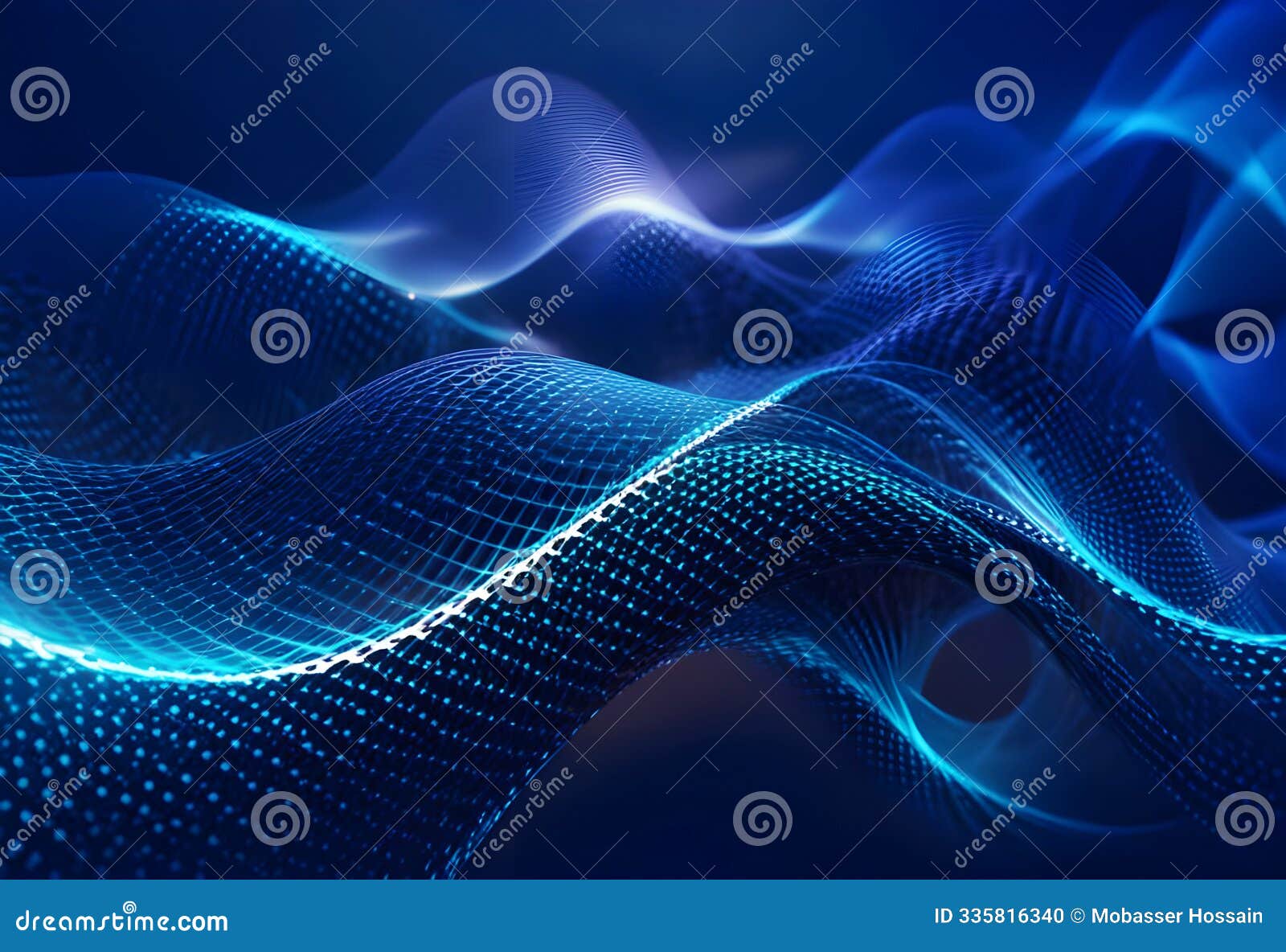 Beautiful Abstract Wave Technology Background with Blue Light Digital ...