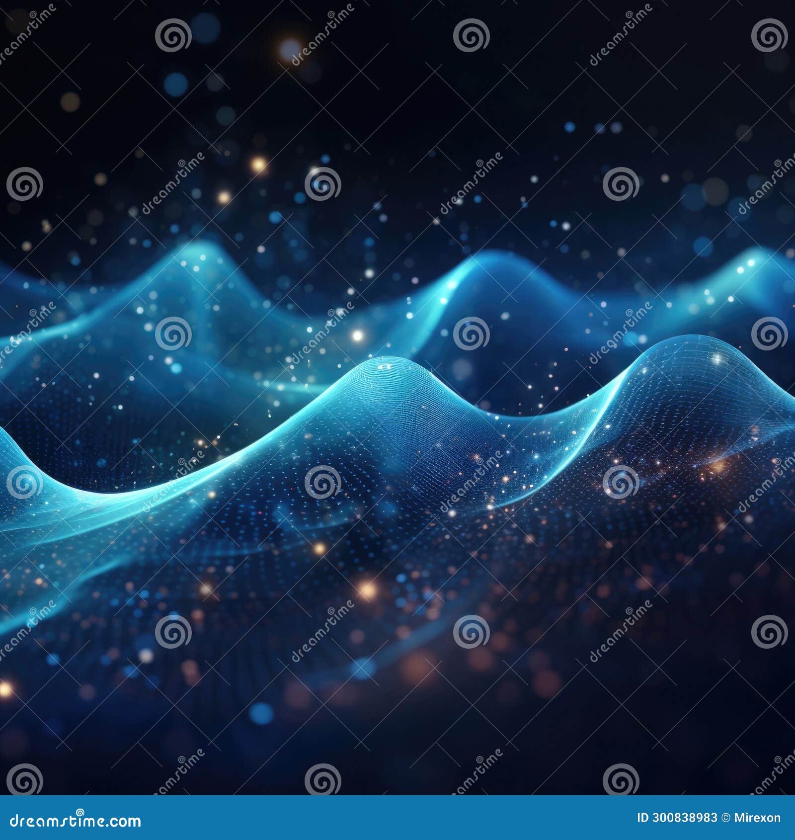 Beautiful Abstract Wave Technology Background with Blue Light Digital ...