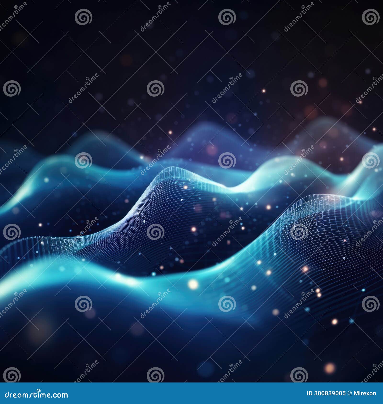Beautiful Abstract Wave Technology Background with Blue Light Digital ...