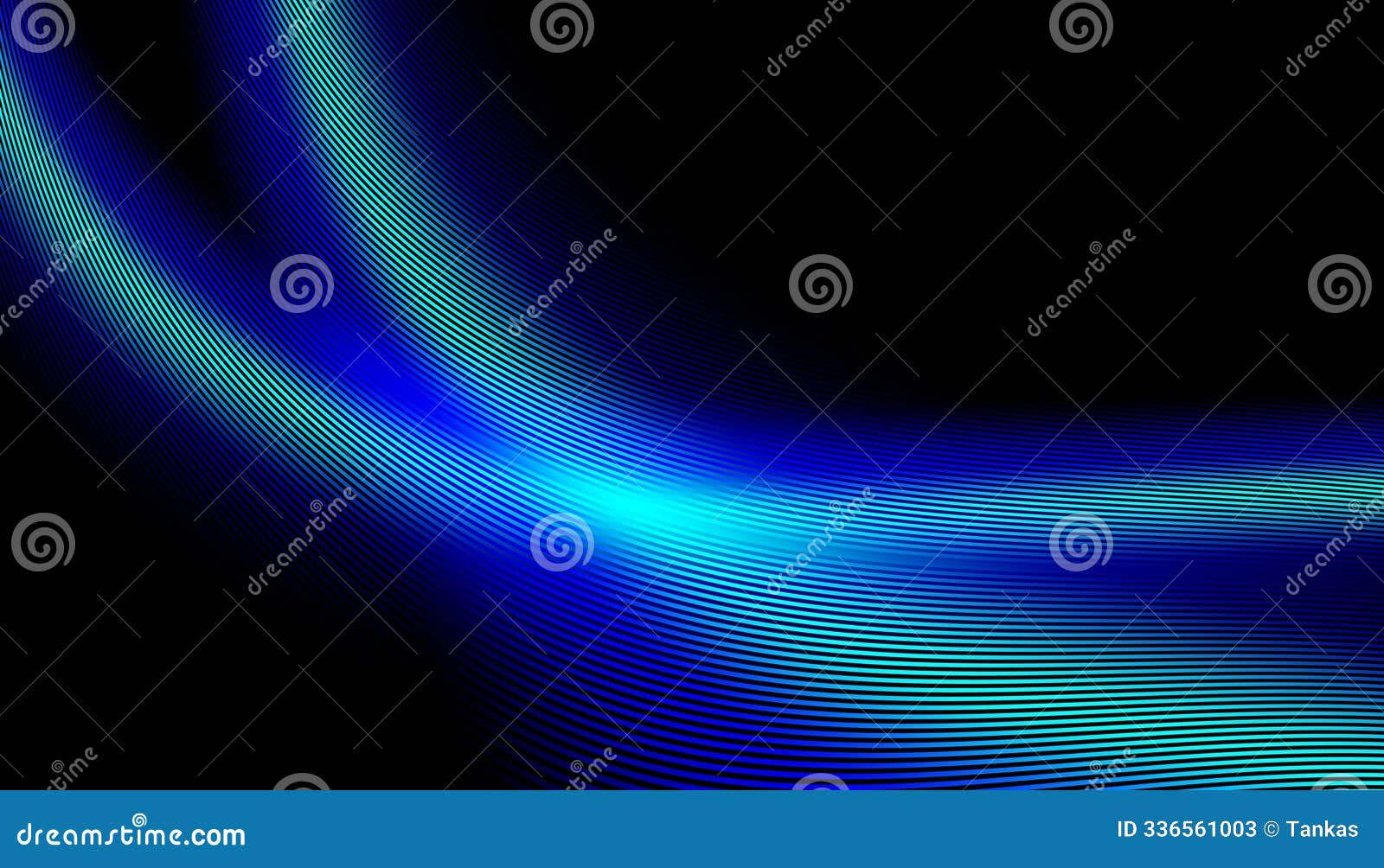 Beautiful Abstract Wave Technology Black Background with Blue Light ...