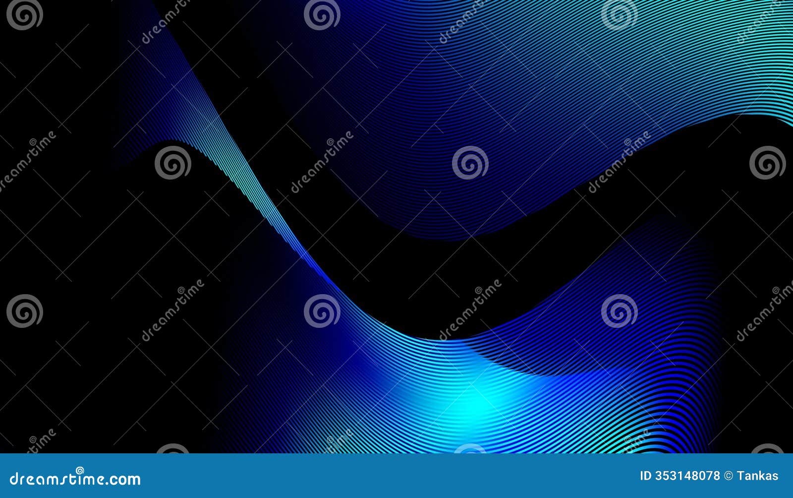 Beautiful Abstract Wave Technology Black Background with Blue Light ...