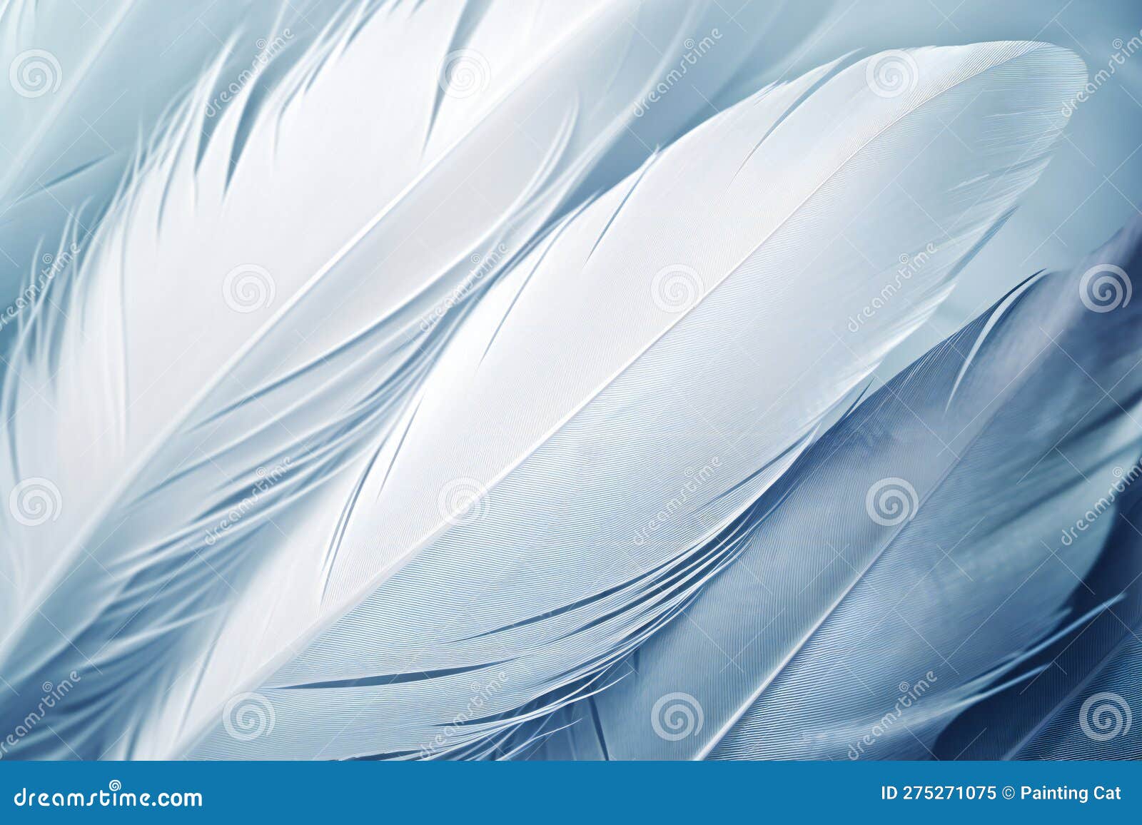 Beautiful Abstract White and Blue Feathers on White Background and Soft ...