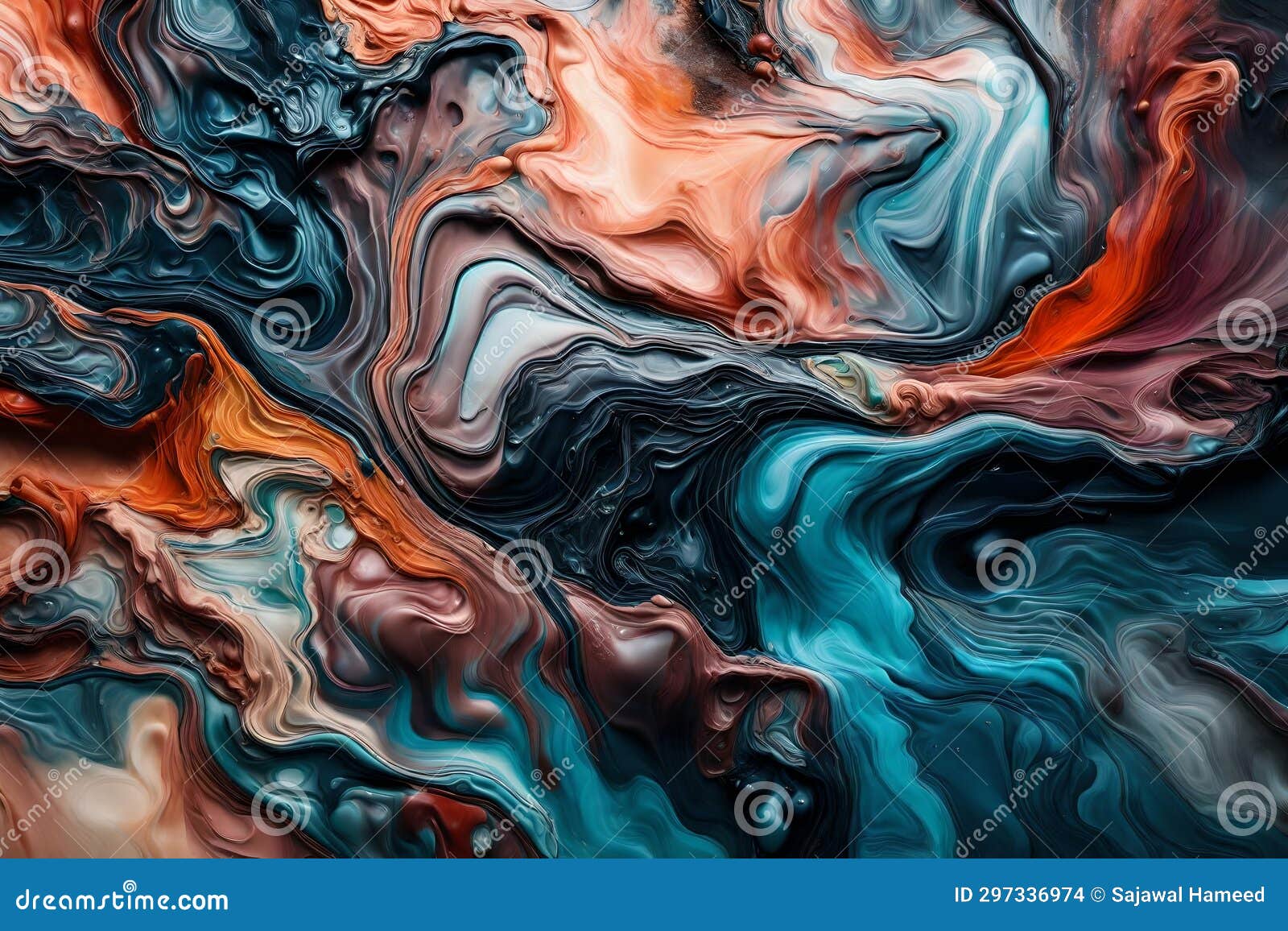 Beautiful Abstraction of Liquid Paints in Slow Blending Flow Mixing ...