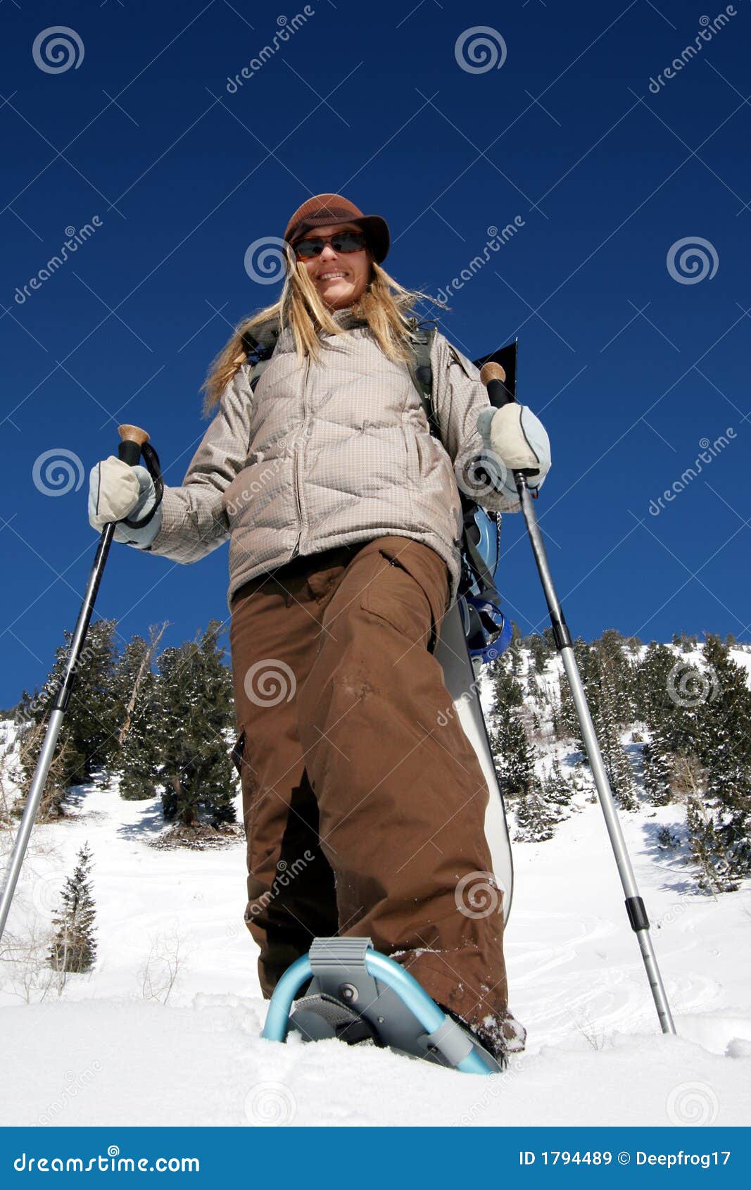 Beautiful Active Woman with Snowshoes Stock Image - Image of attractive ...