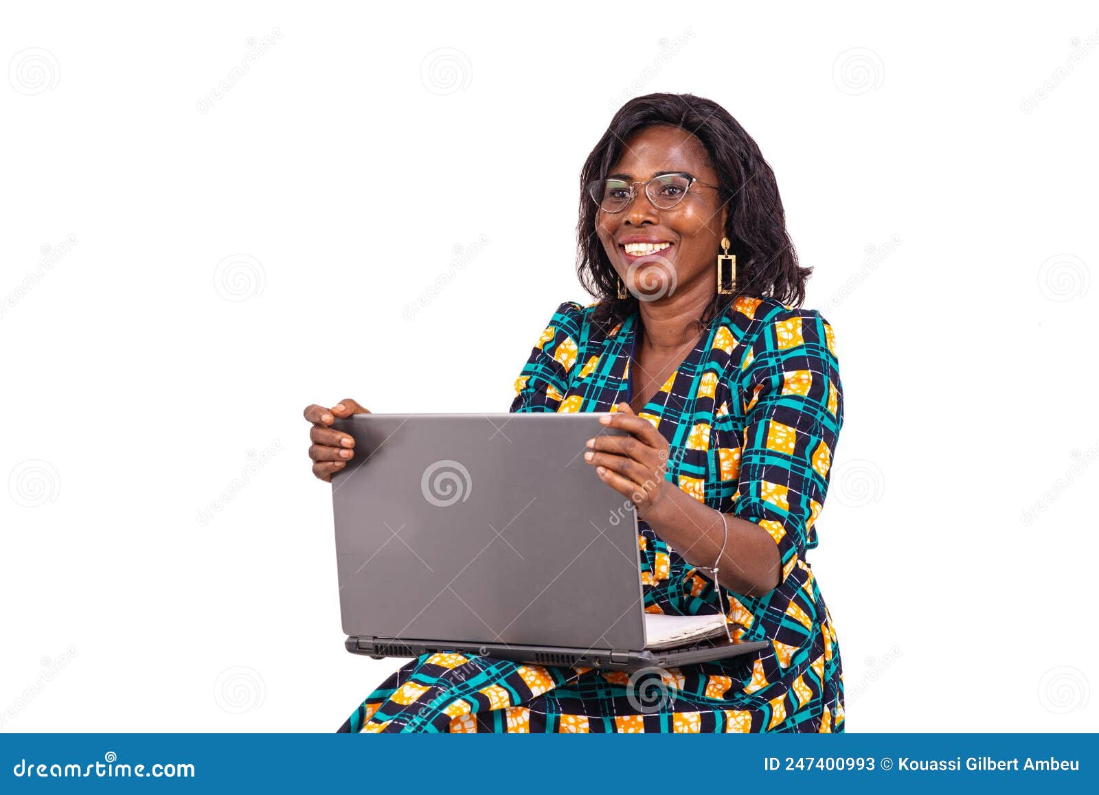 Business Woman With Laptop Computer Smiling Stock Image Image Of