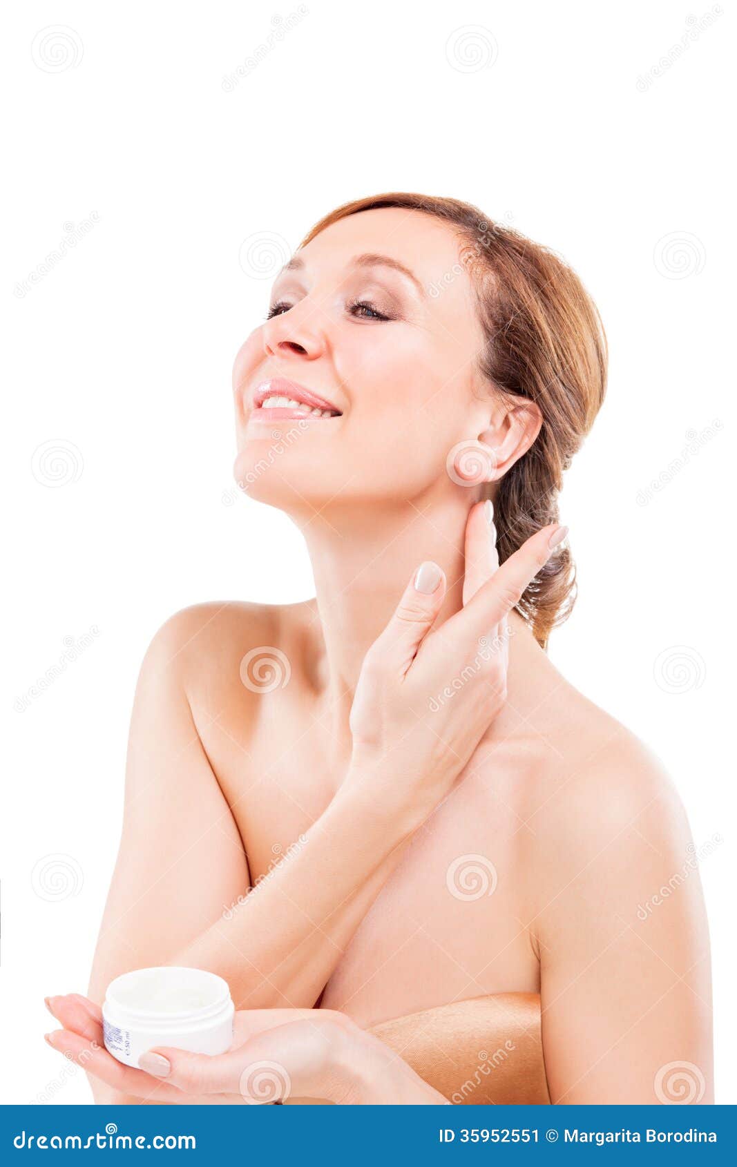 Beautiful Adult Woman Applying Cream On Face Stock Image Image Of