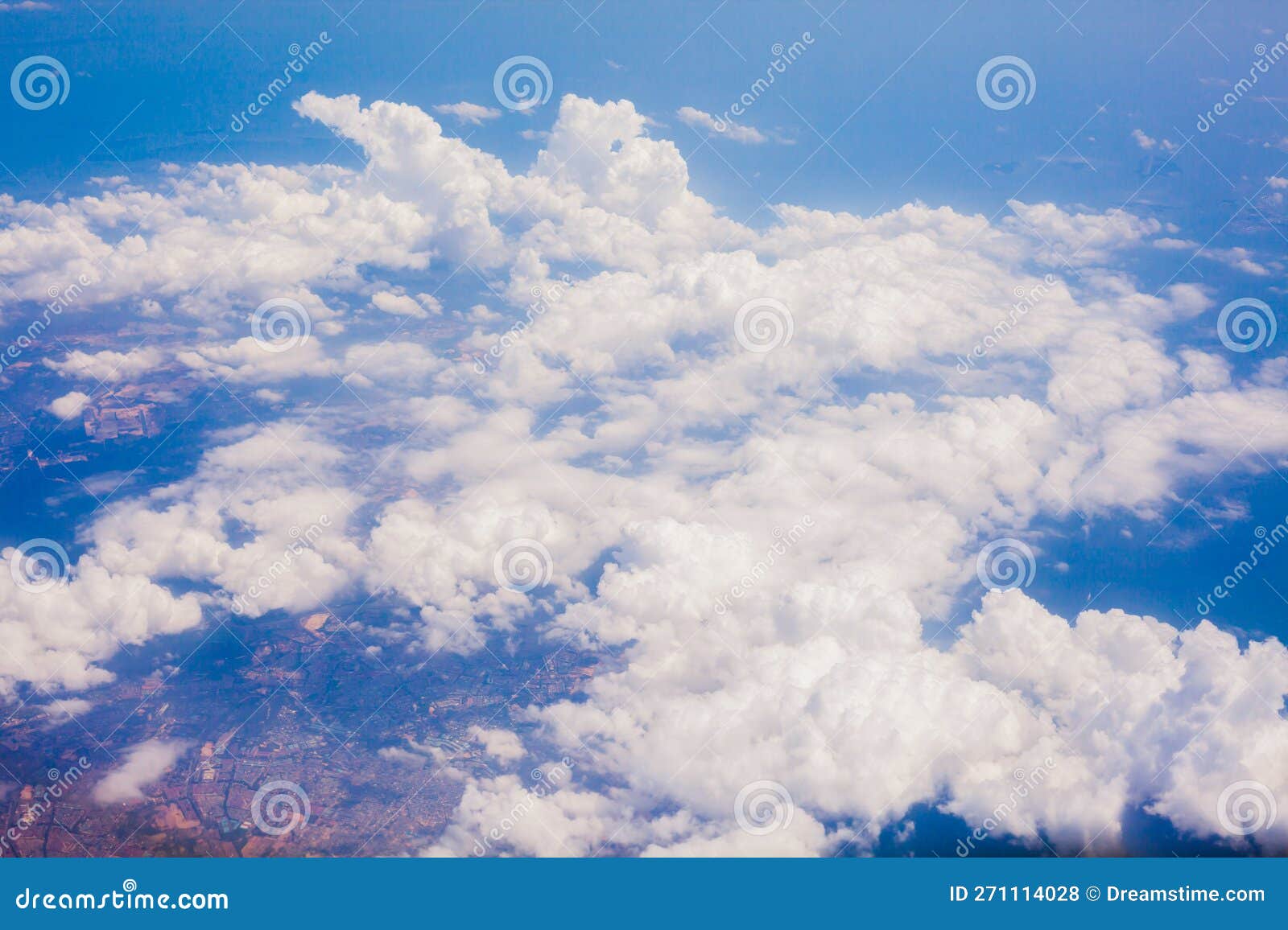 Beautiful Aerial View Above Clouds with Sunset. Airplane View, Stock ...