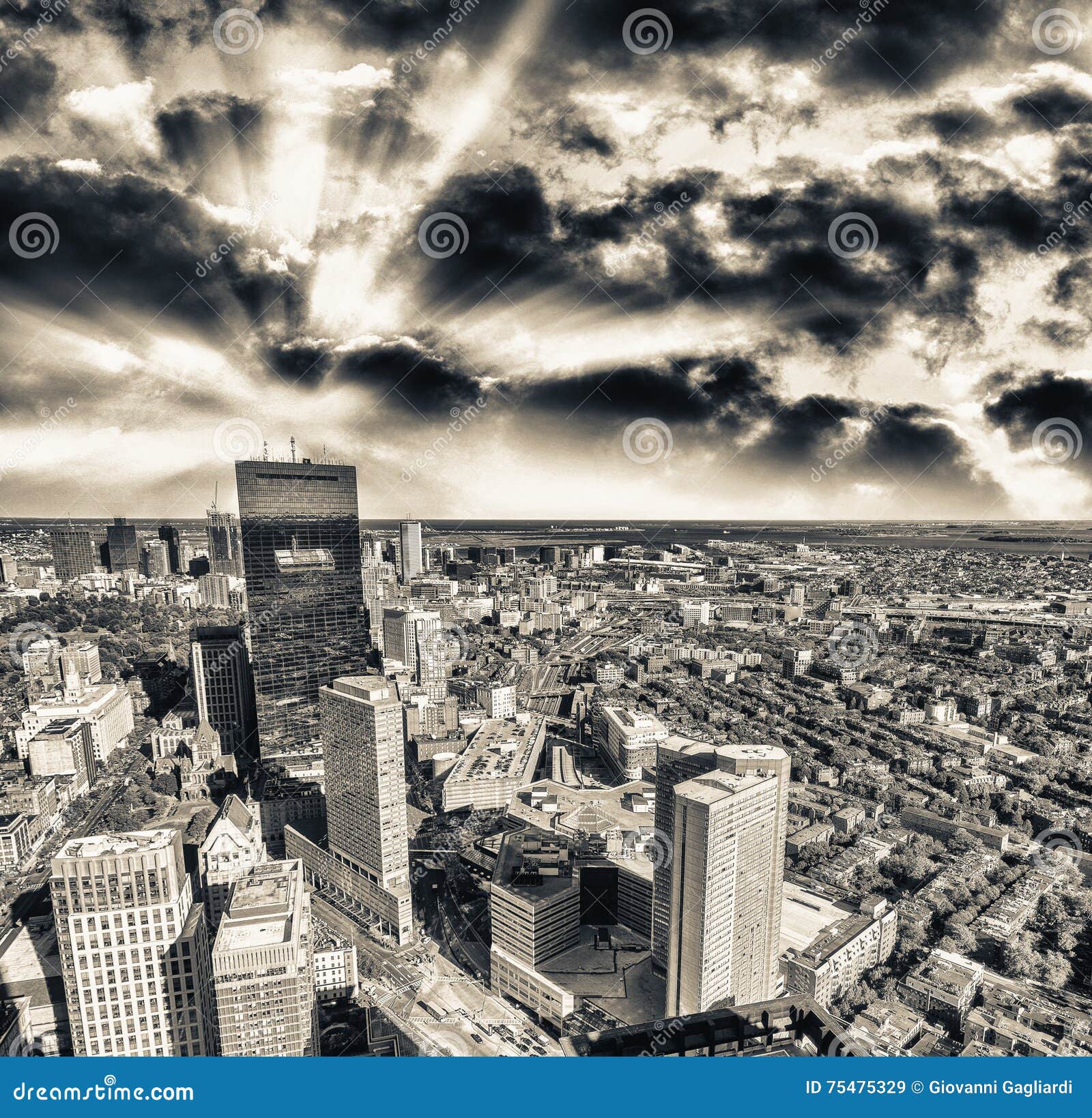 Beautiful Aerial View of Boston, MA Stock Image - Image of skyline ...