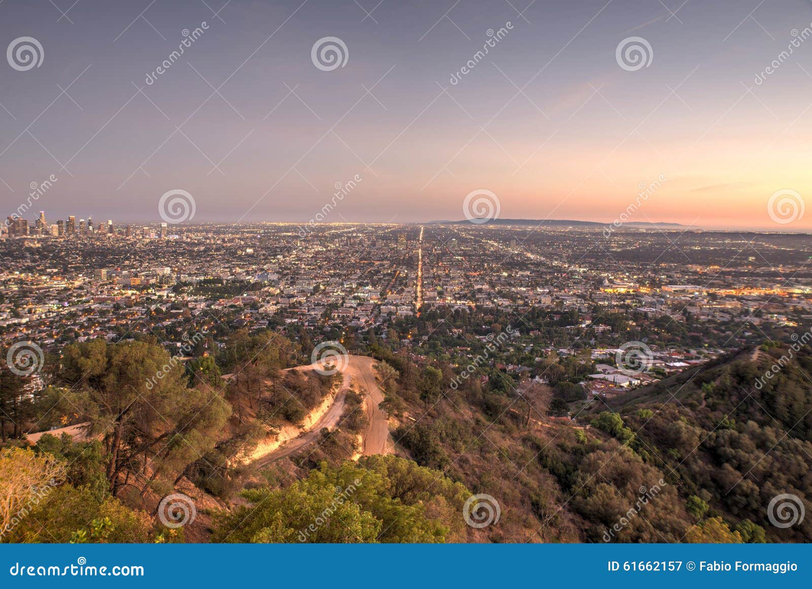 Beautiful Aerial View in Los Angeles Stock Image - Image of night ...