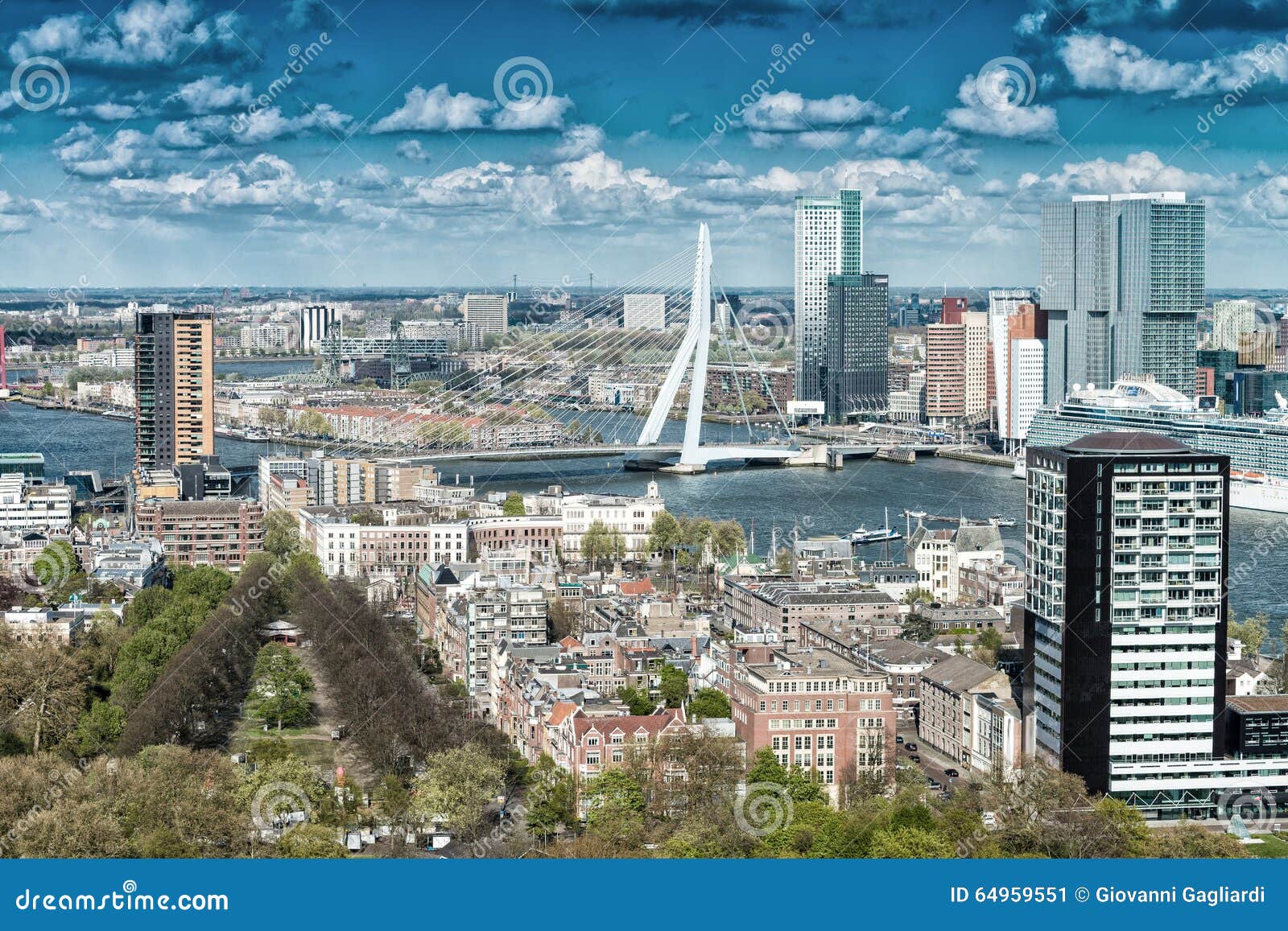 Beautiful Aerial View of Rotterdam Skyline Stock Image - Image of ...