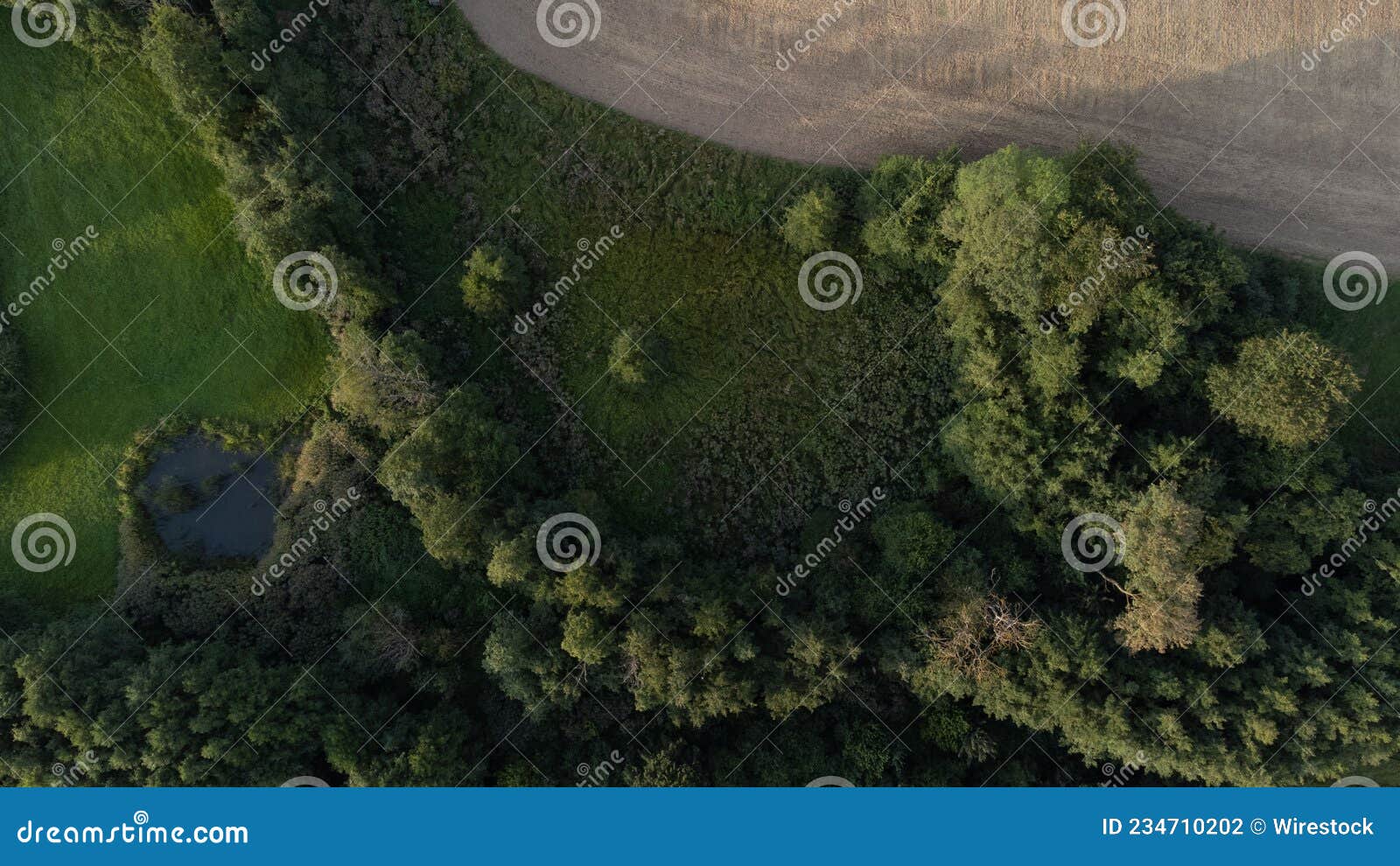 Beautiful Aerial View of a Small Pond Stock Photo - Image of depression ...