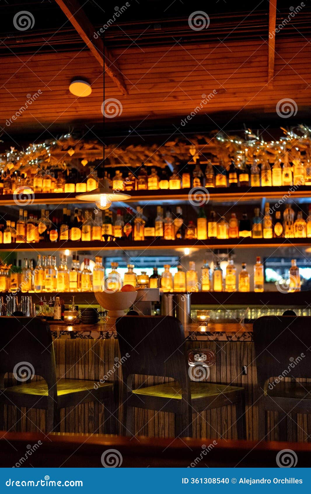 Beautiful Aesthetic of Bar in Moody Fine Dining Restaurant Stock Photo ...