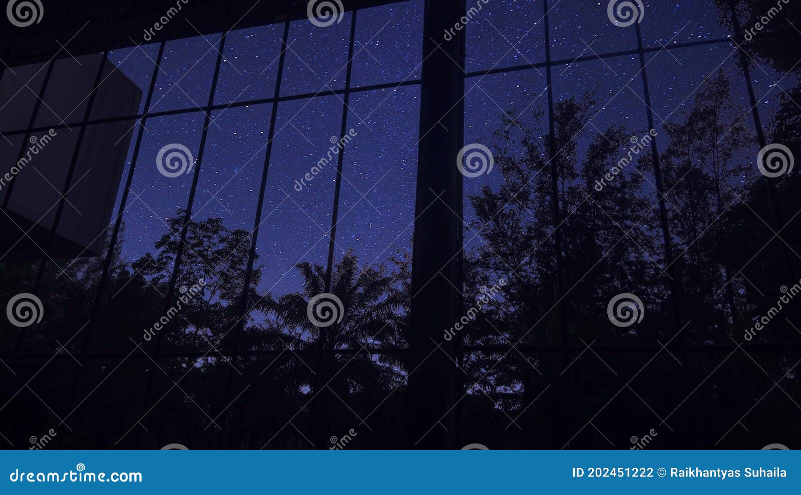 Beautiful Aesthetic Starry Night Sky through the Window of the Building ...