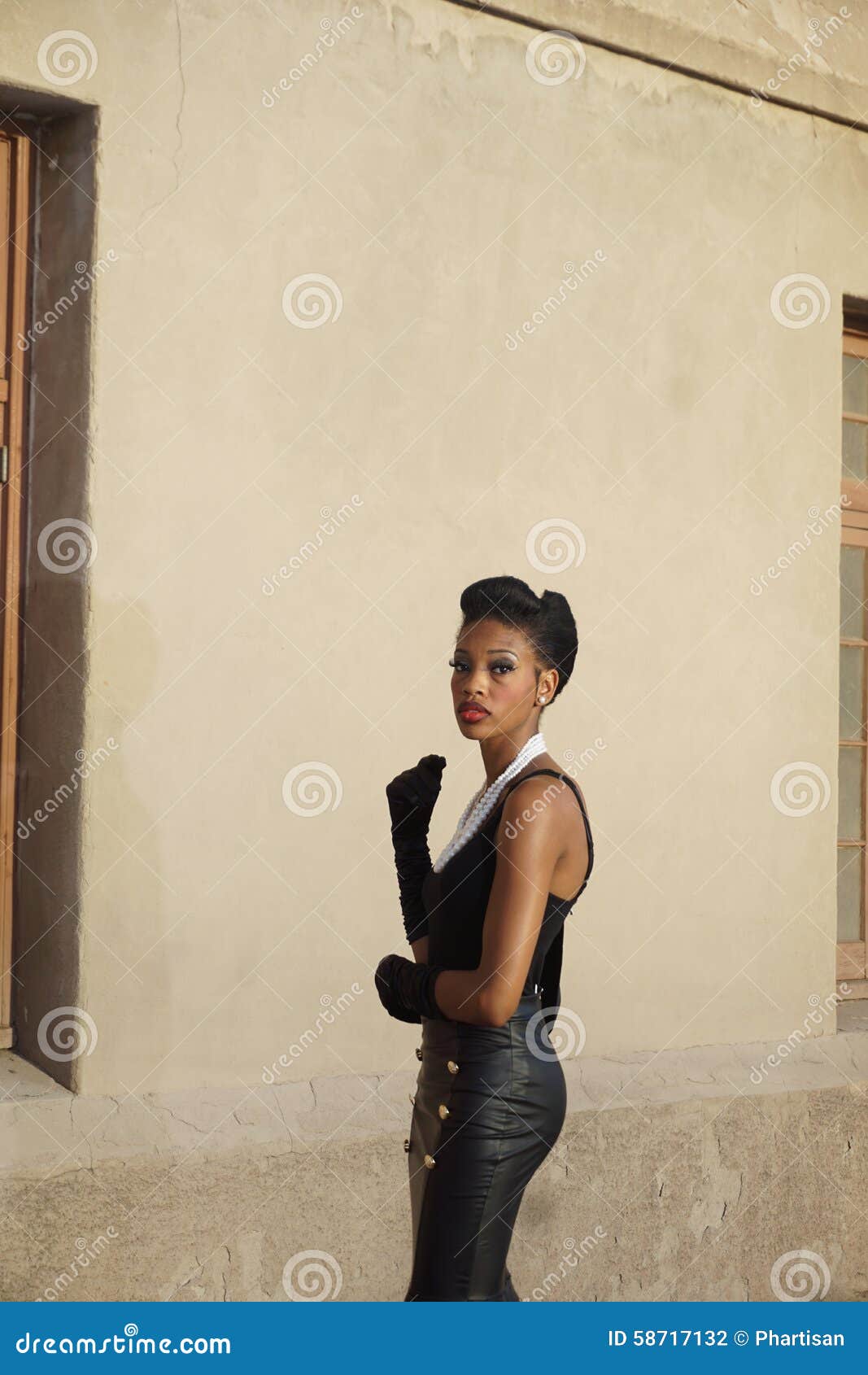 Beautiful African American Model Smiling Turning Head Stock Photo ...