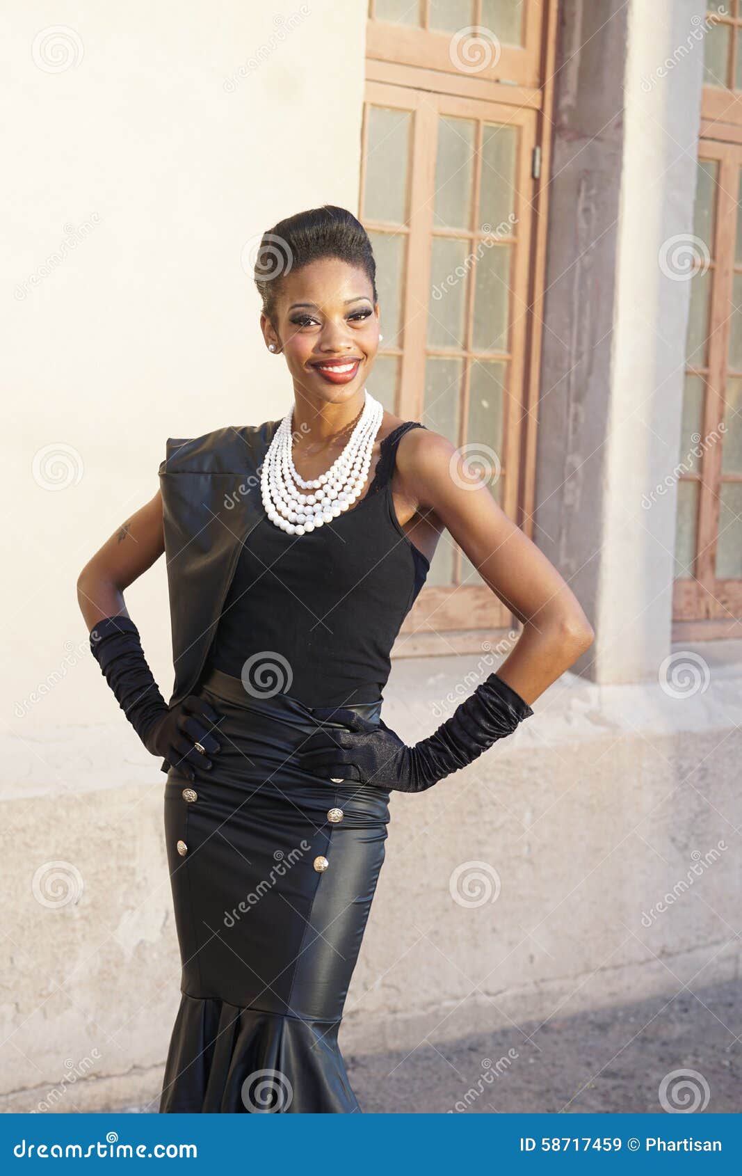 Beautiful African American Model Smiling Turning Head Stock Image ...