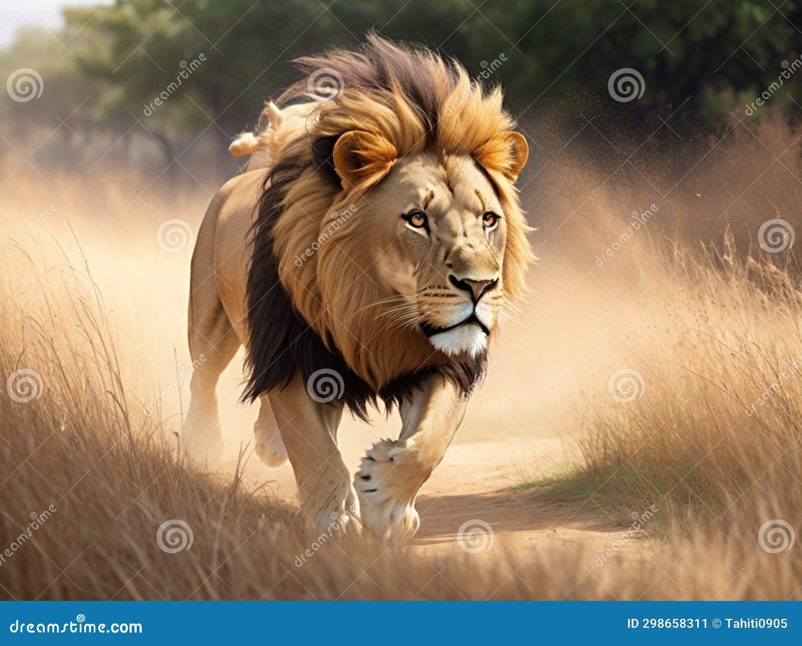 Beautiful African Lion Running Stock Illustration - Illustration of ...