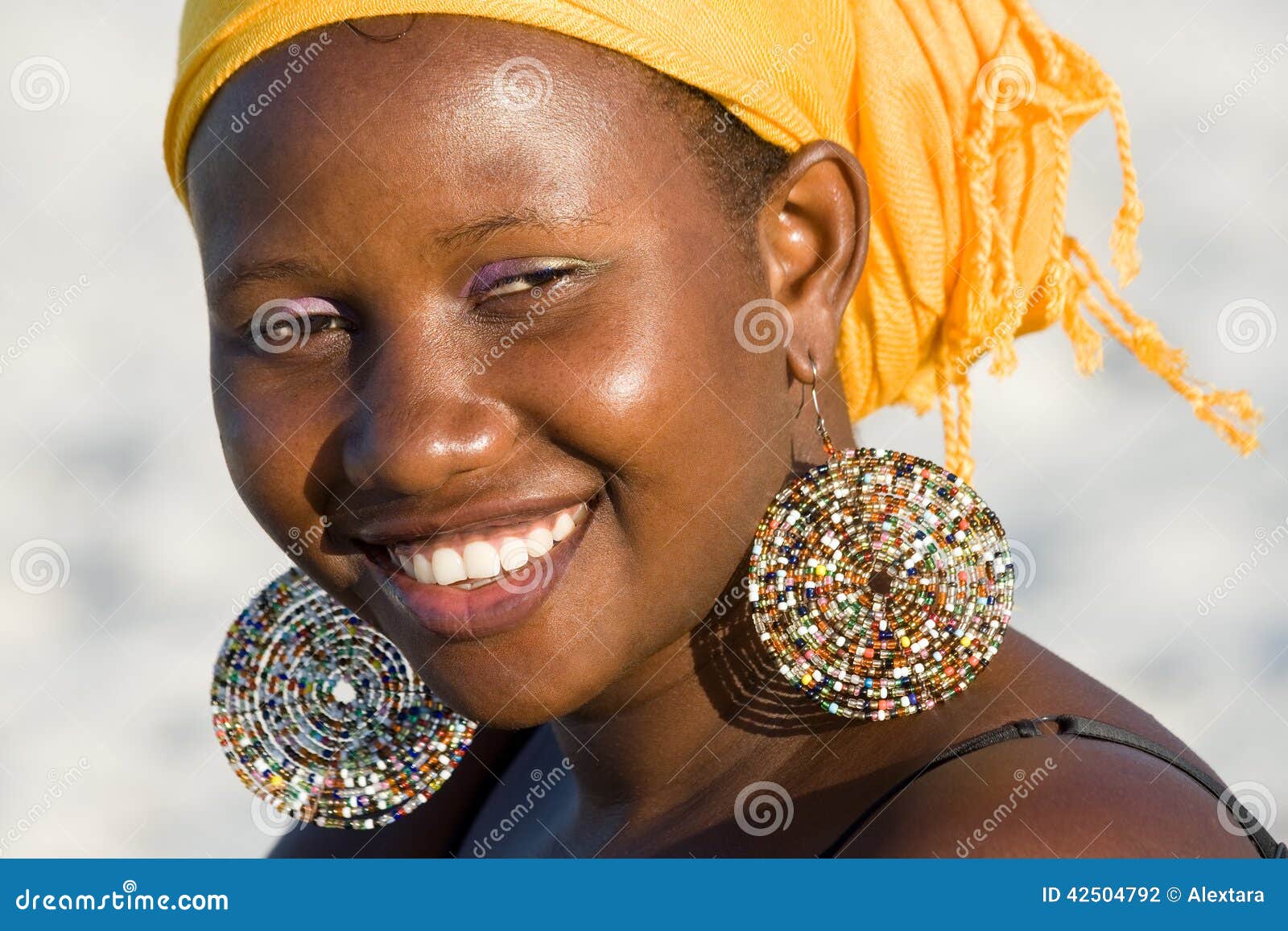 Beautiful African Woman Smiling Stock Photo - Image of expression ...
