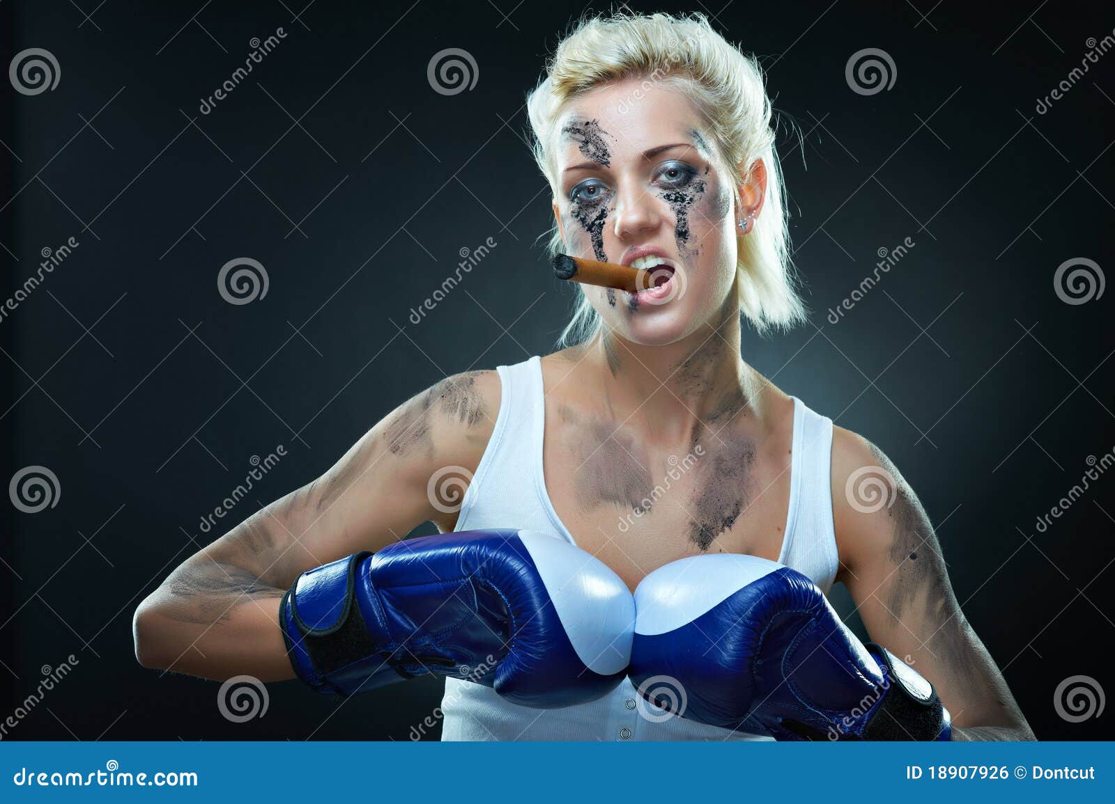 Beautiful Agressive Boxer Girl Stock Photo - Image of anger, action ...