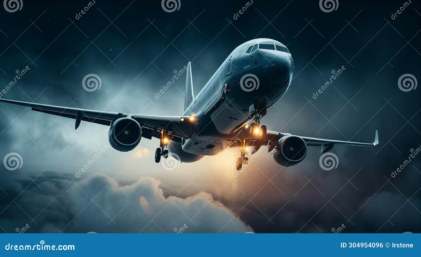 Beautiful Aircraft Flying at Dramatic Sky Stock Illustration ...