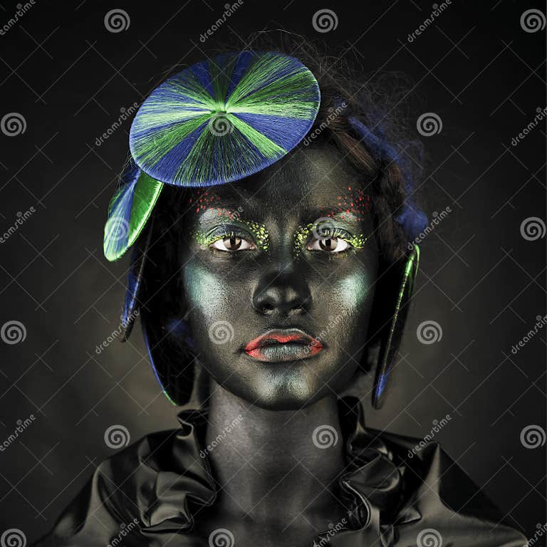 Beautiful alien lady stock photo. Image of green, model - 17836278