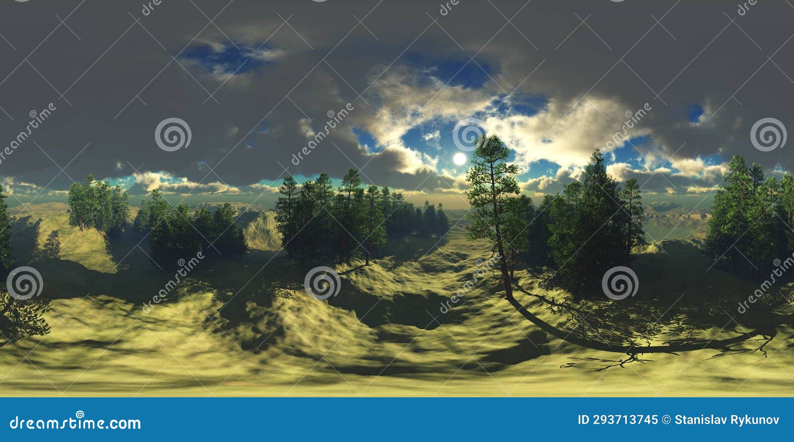 Beautiful Alien View of the Planet’s Surface, HDRI Stock Illustration ...