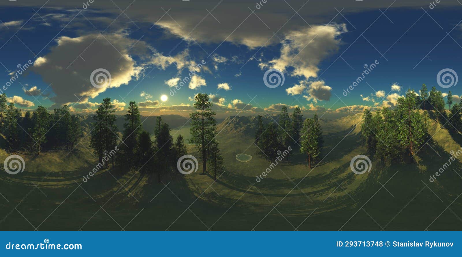 Beautiful Alien View of the Planet’s Surface, HDRI Stock Illustration ...