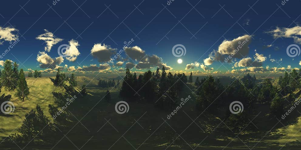 Beautiful Alien View of the Planet’s Surface, HDRI Stock Illustration ...