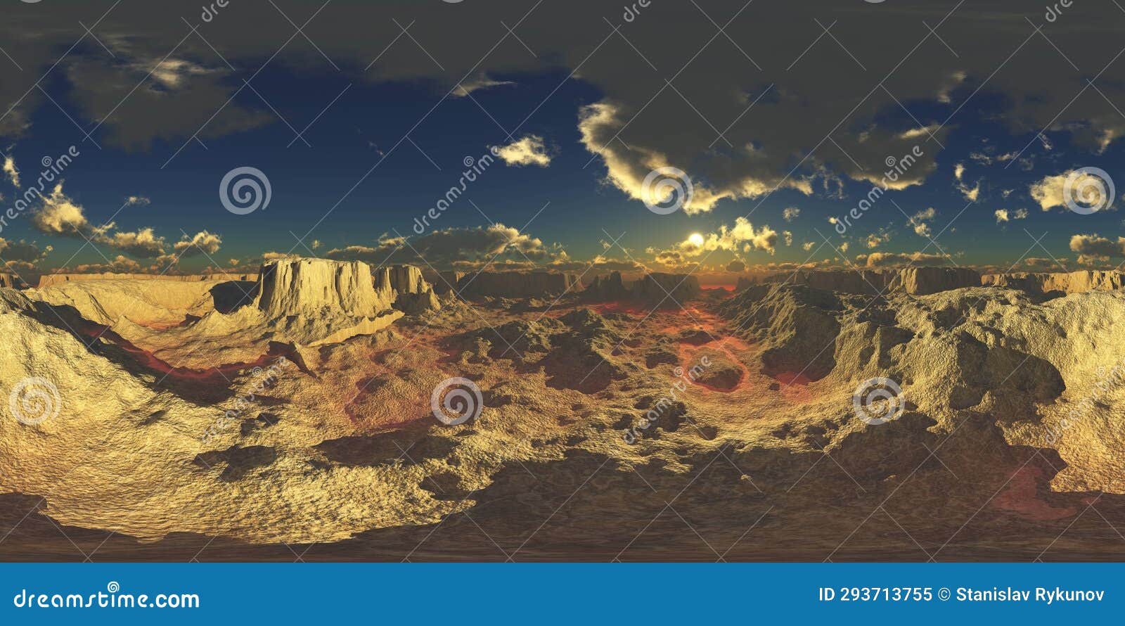 Beautiful Alien View of the Planet’s Surface, HDRI Stock Illustration ...