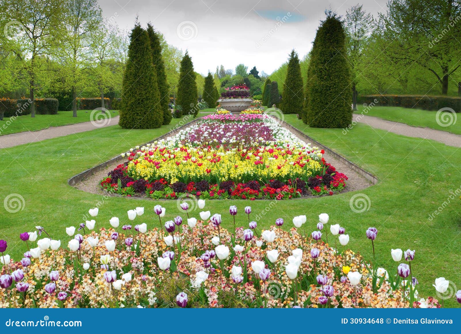 Beautiful Alley in the Park with Exotic Plants Stock Photo - Image of ...