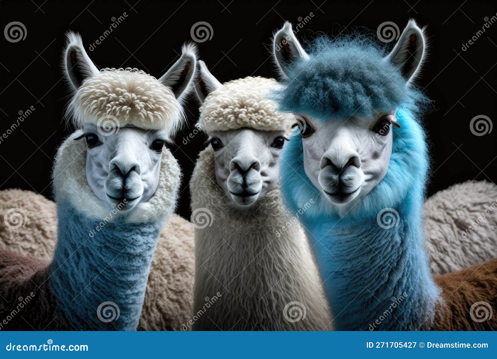 Beautiful Alpacas in Blue Isolation. Camelid from South America Stock ...