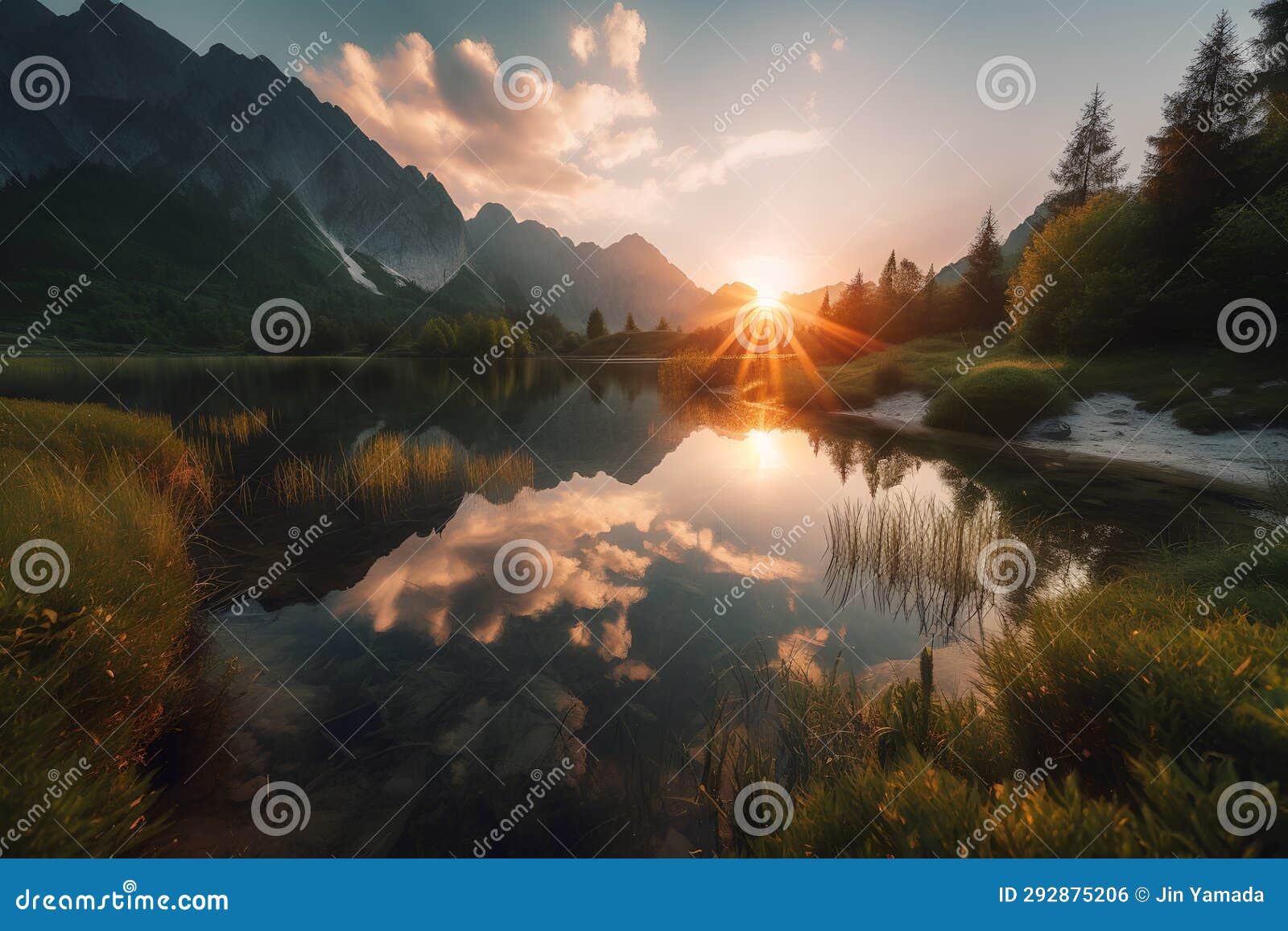 Beautiful Alpine Lake at Sunset. Composition of Nature Stock ...