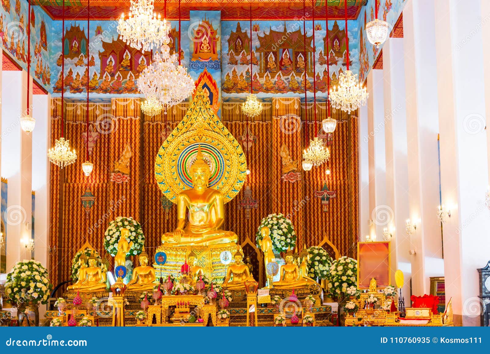 Beautiful Altar of a Buddhist Temple with Sculptures of the God Stock ...