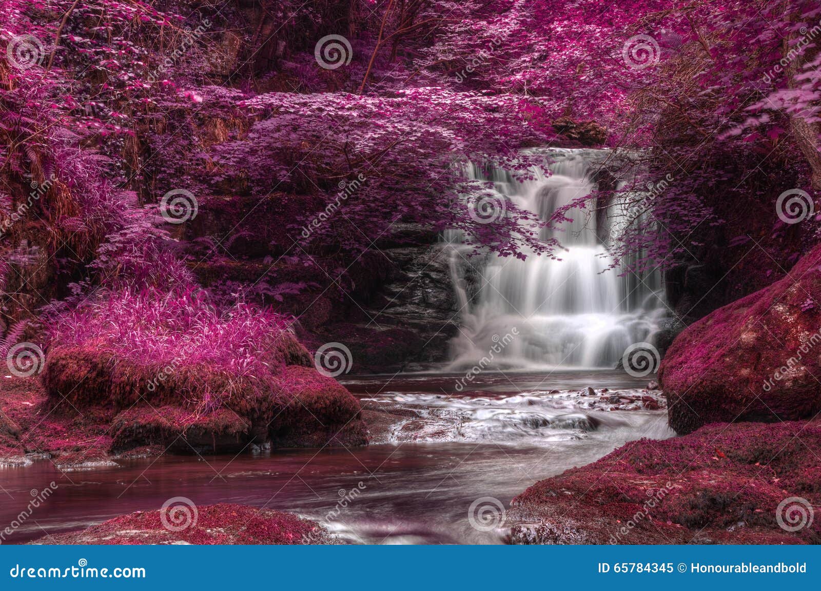 Beautiful Alternate Colored Surreal Waterfall Landscape Stock Image ...