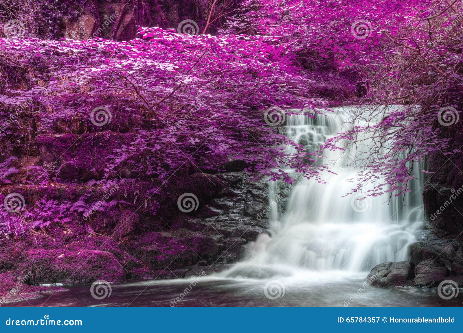 Beautiful Alternate Colored Surreal Waterfall Landscape Stock Image ...