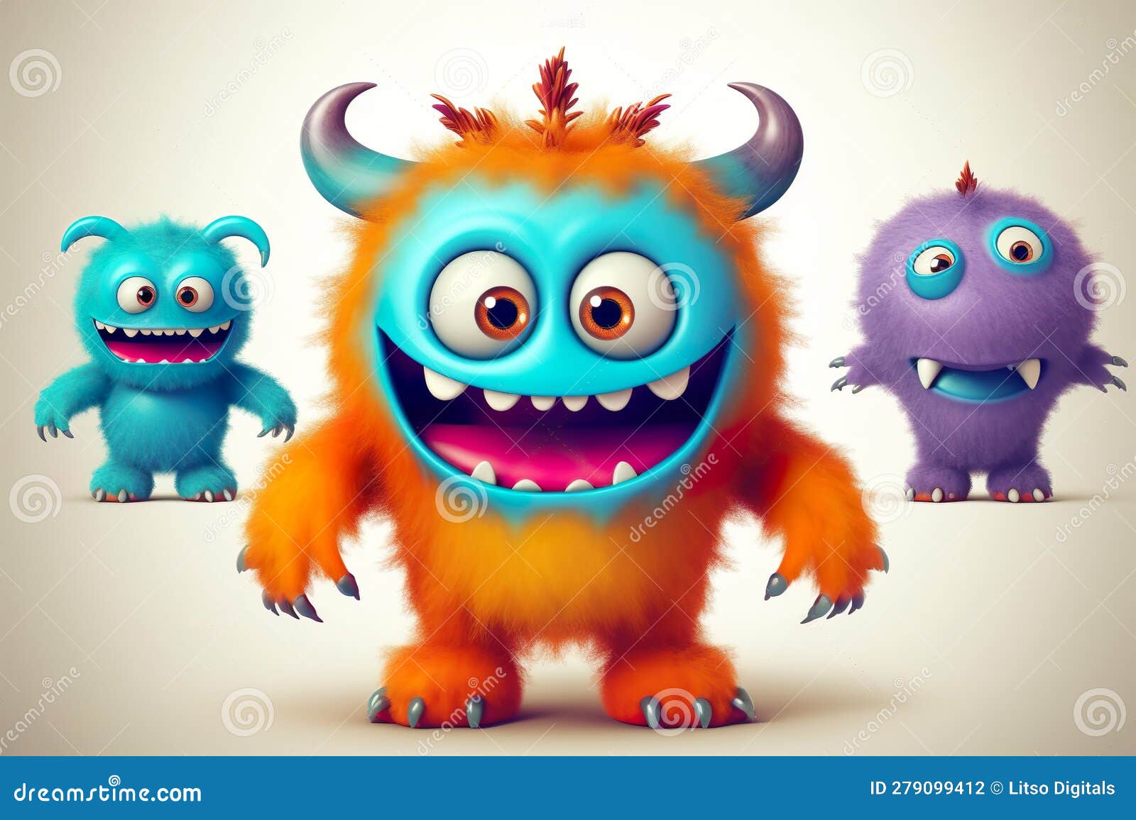 Beautiful and Amazing Image of Cute Monsters AI Generated Illustration ...