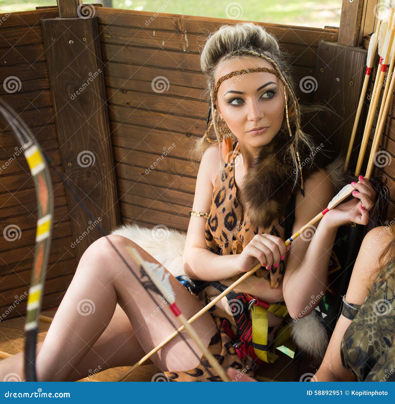 Beautiful Amazon Woman Posing With Bow Stock Image Image Of Health