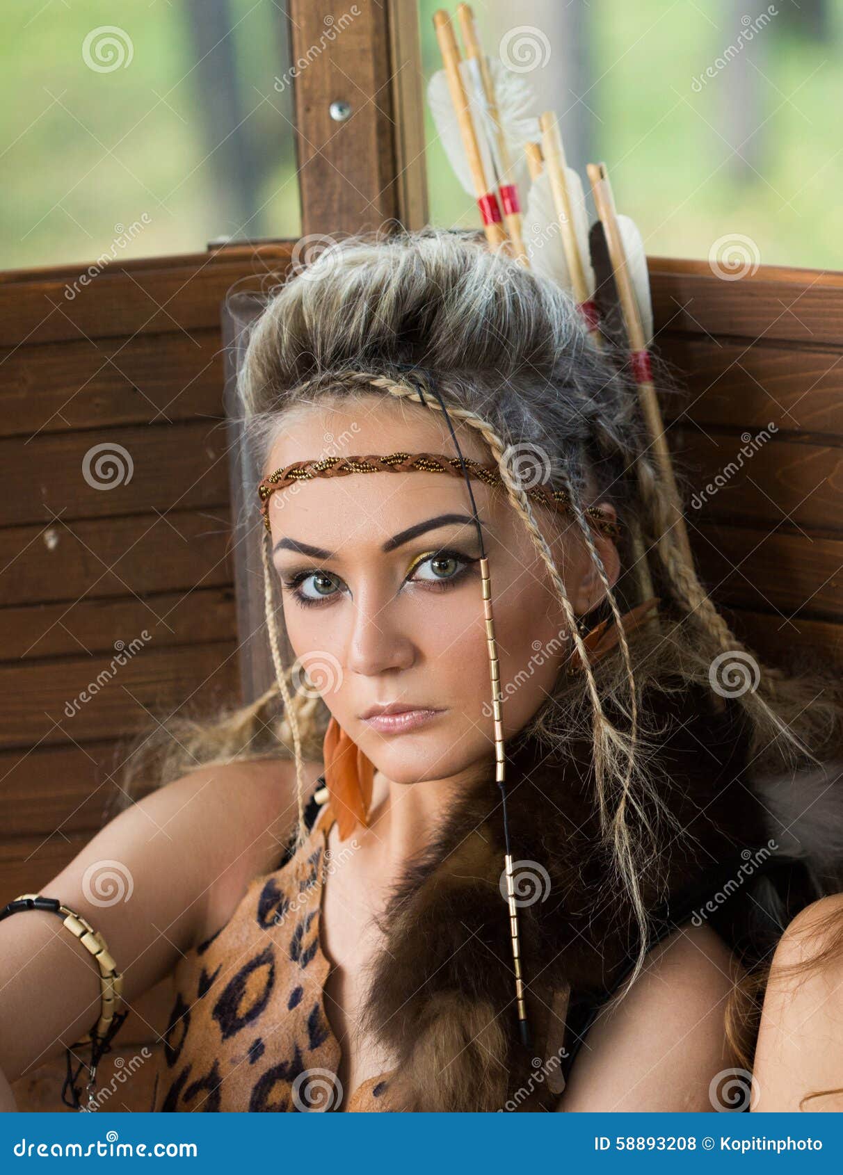 Beautiful Amazon Woman Posing with Bow Stock Photo - Image of alone ...