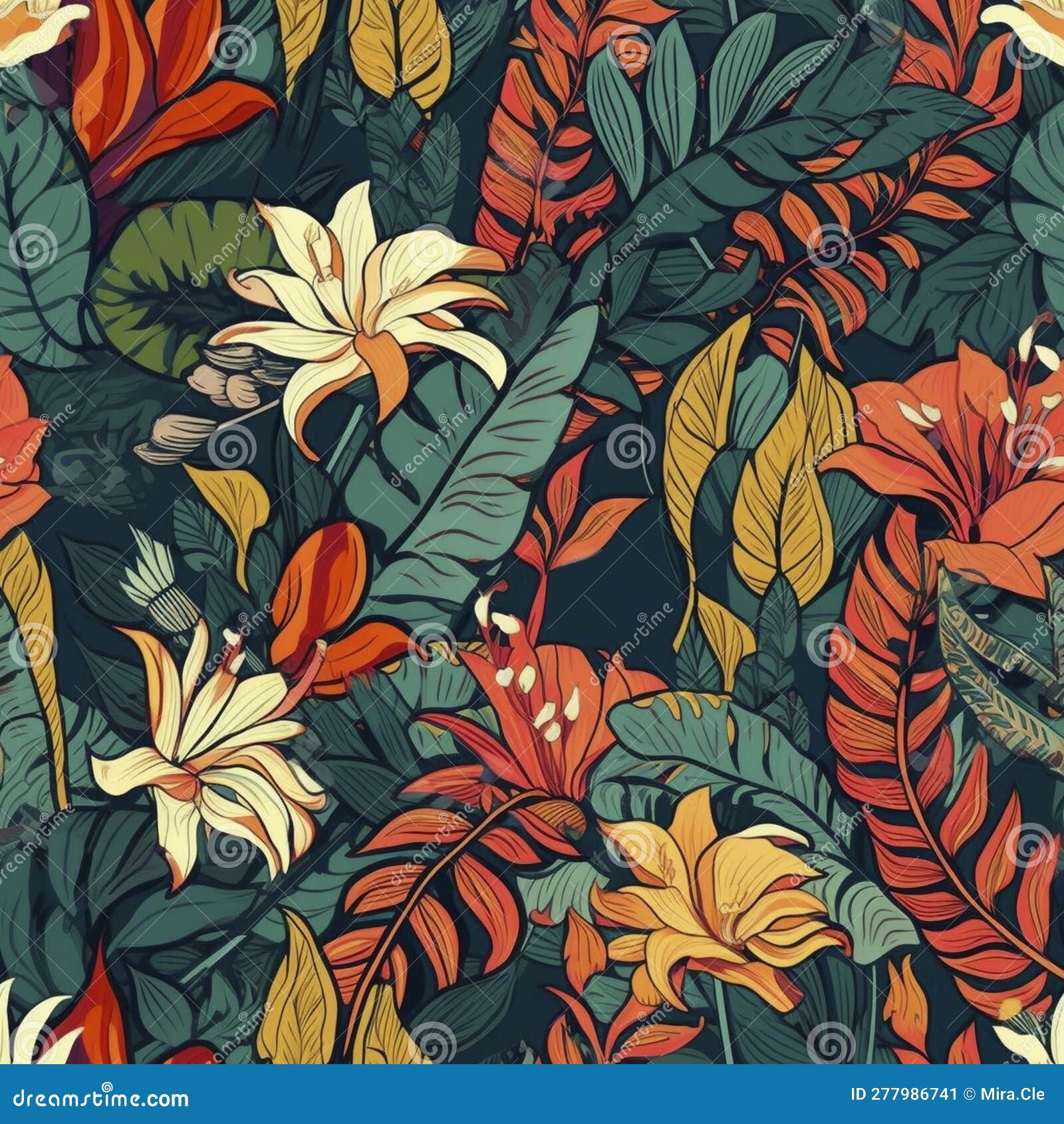 Beautiful Amazonian Flower Seamless Pattern, Created with Generative AI ...