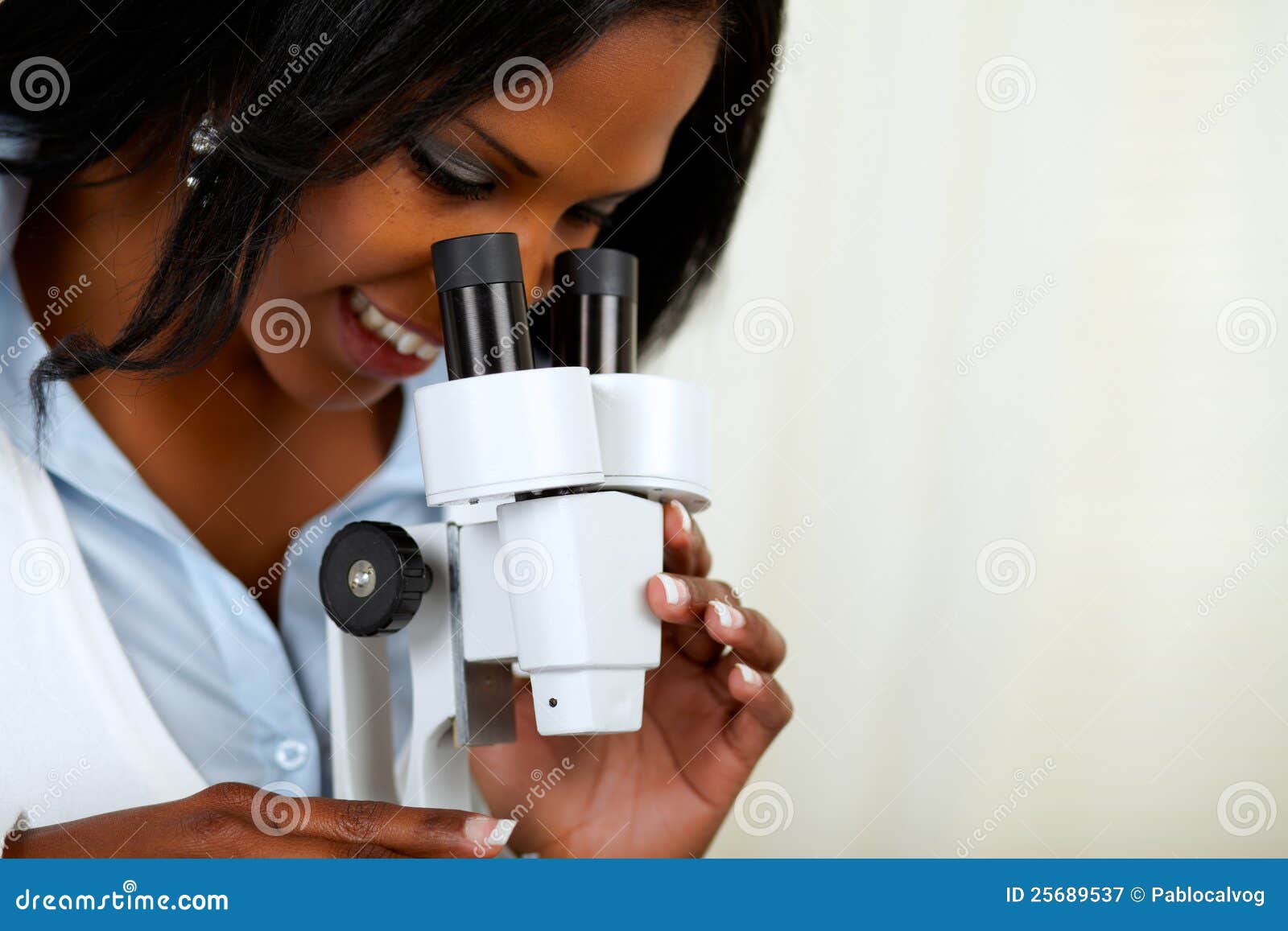 Beautiful American Black Woman With A Microscope Royalty-Free Stock ...