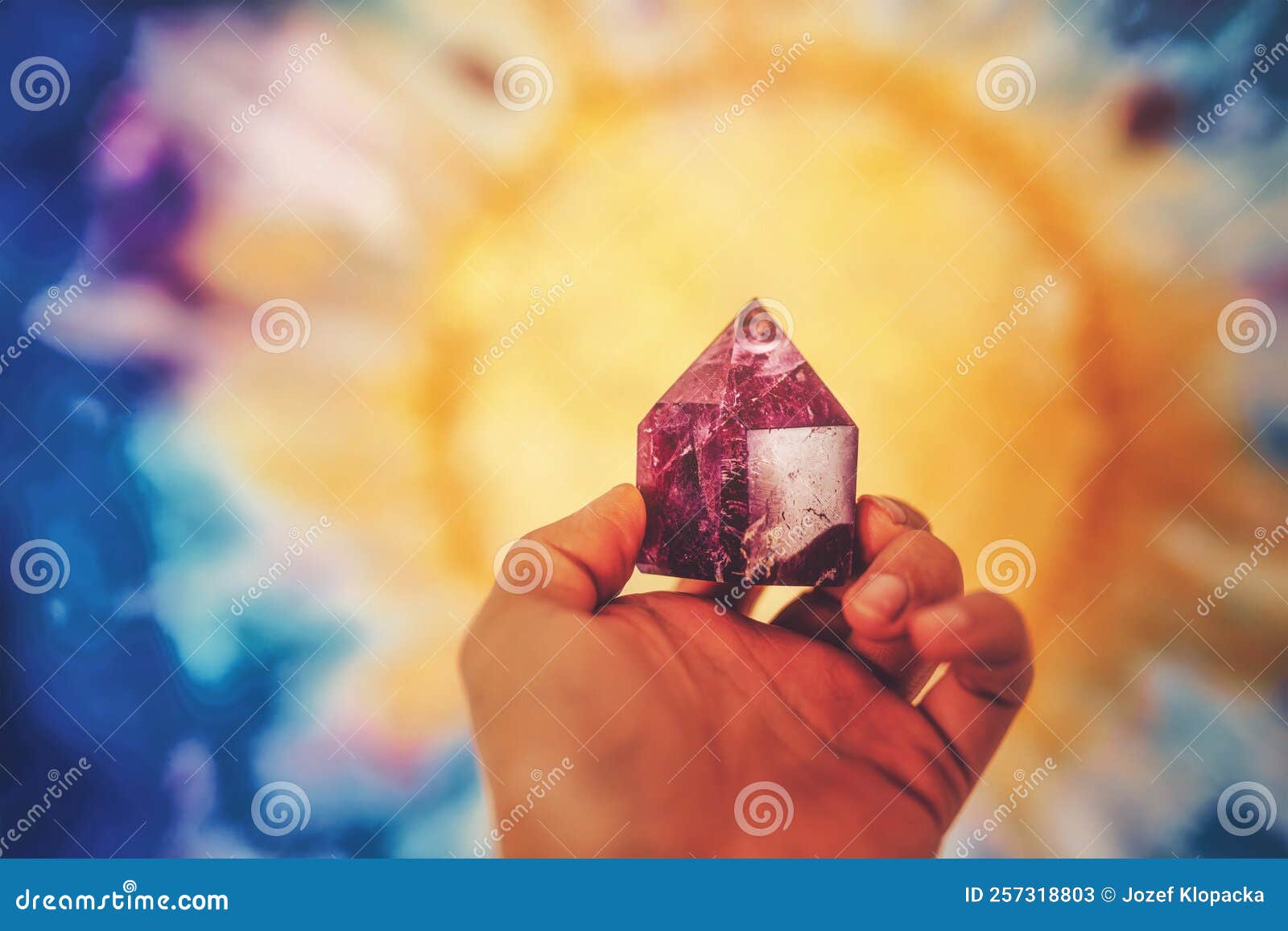 Beautiful Amethyst Crystal in Hand. Stock Image - Image of closeup ...