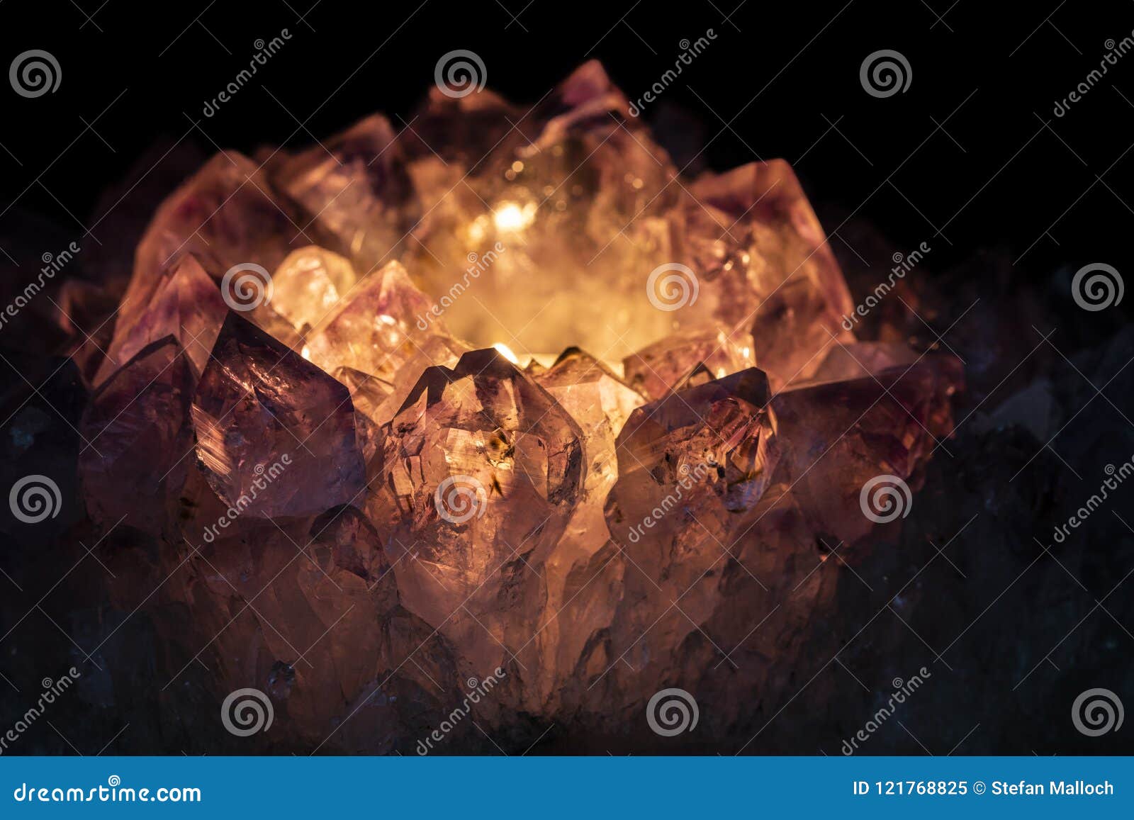 A Beautiful Amethyst Crystal Lit by Candle Light Stock Image - Image of ...