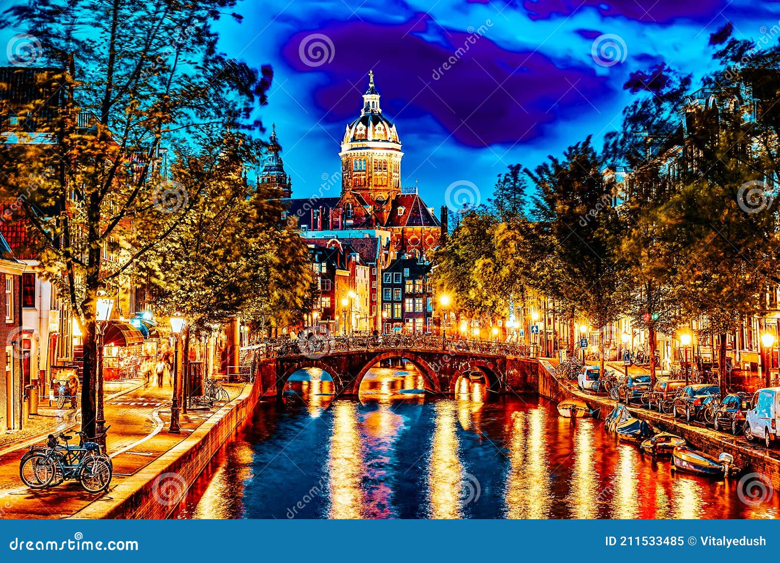 Beautiful Amsterdam City at the Evening Time Stock Image - Image of ...