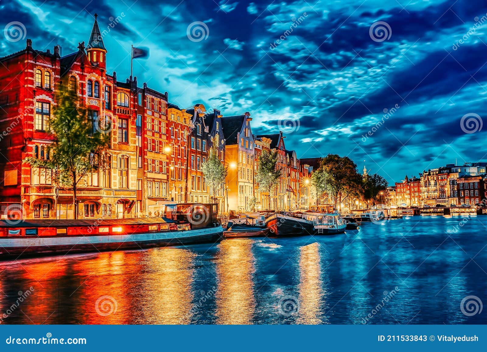 Beautiful Amsterdam City at the Evening Time Stock Image - Image of ...