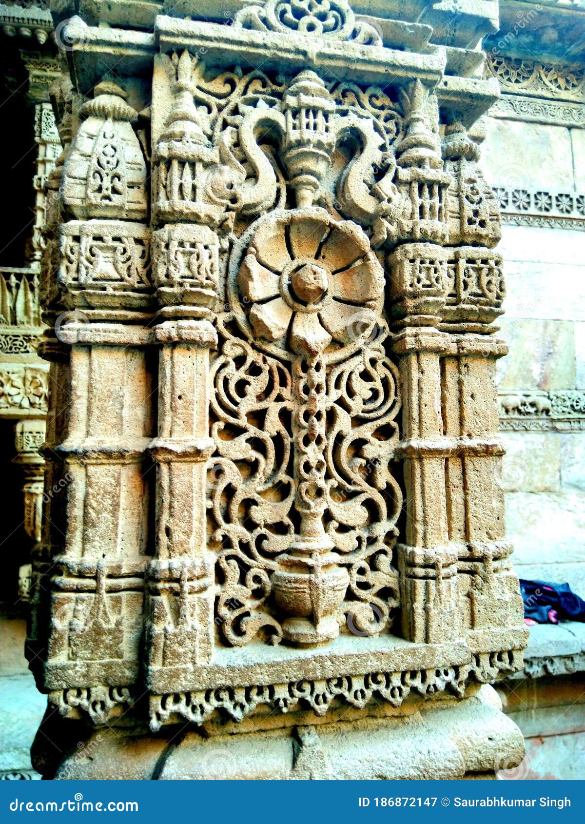 Beautiful Ancient Art Work on a Stone Stock Image - Image of design ...