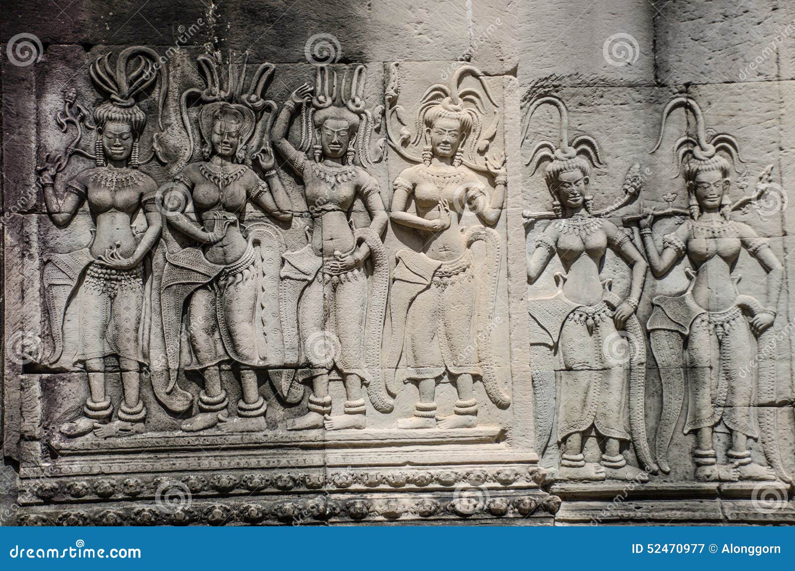 The Beautiful Ancient Carving on the Stone at Angkor Wat Stock Image ...