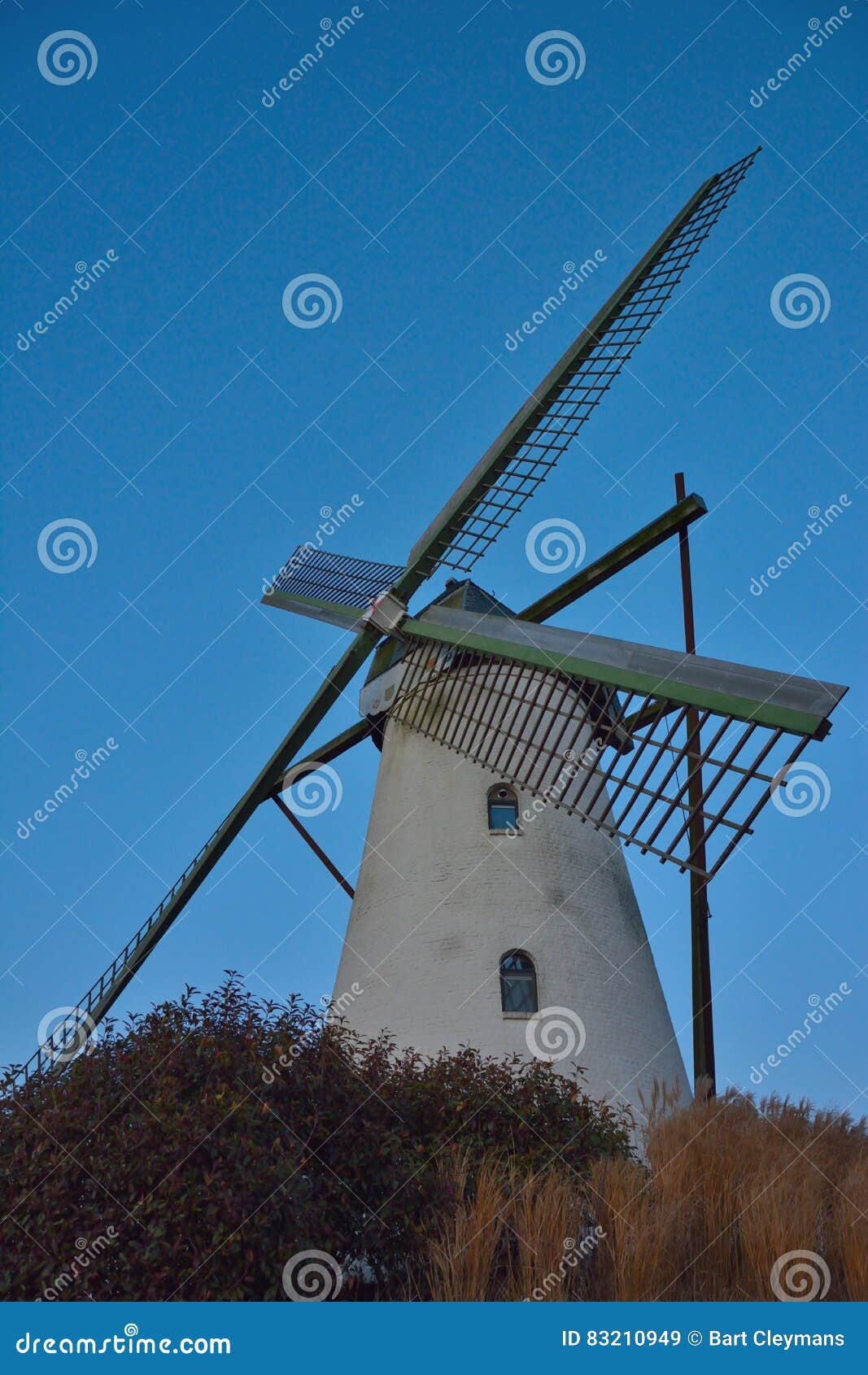 Beautiful Ancient Flemish Windmill Stock Image - Image of white ...