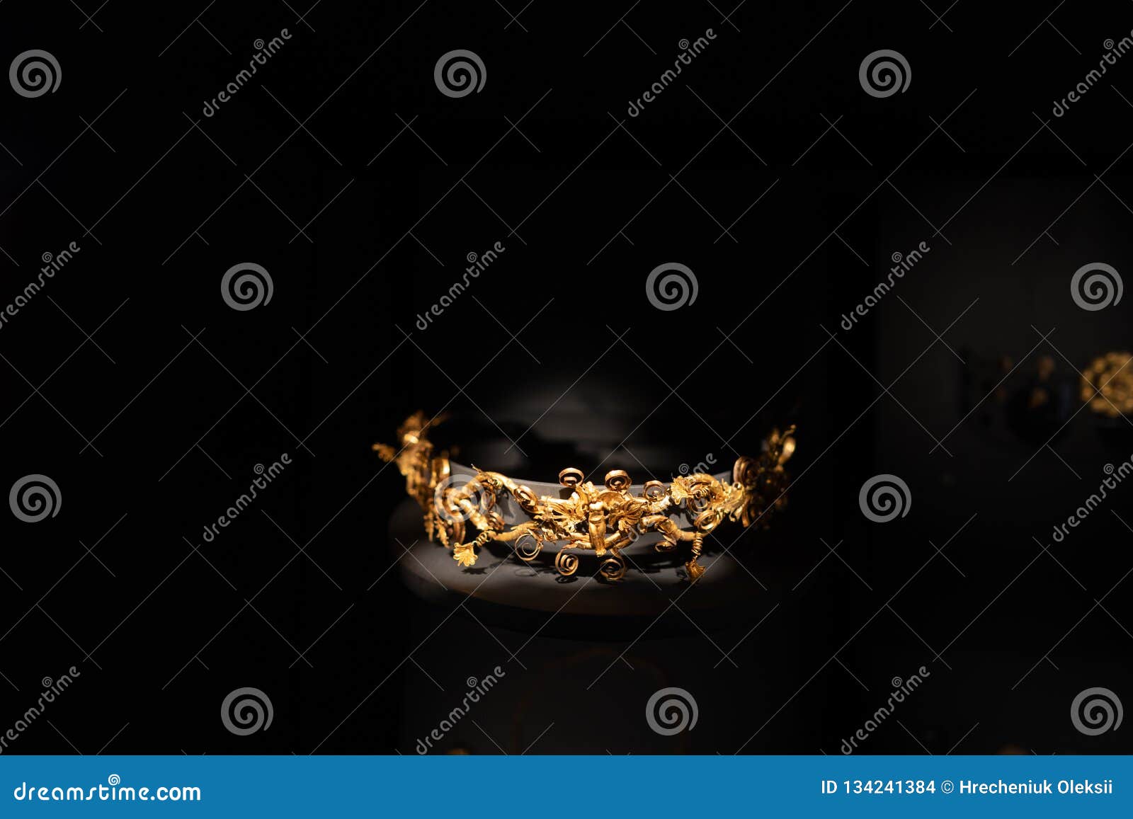 Beautiful Ancient Greek Tiara on a Black Background Stock Photo - Image ...