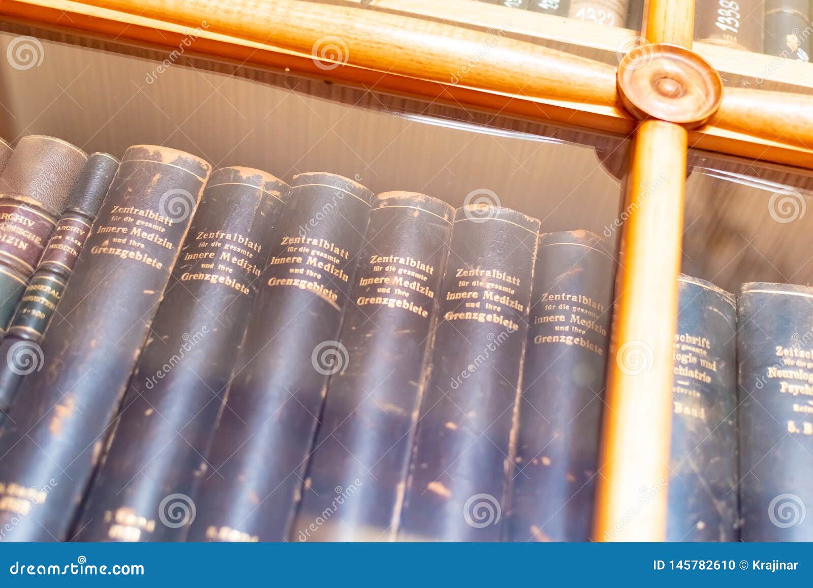 Beautiful Ancient Old Books on Shelf in the Library Stock Photo - Image ...